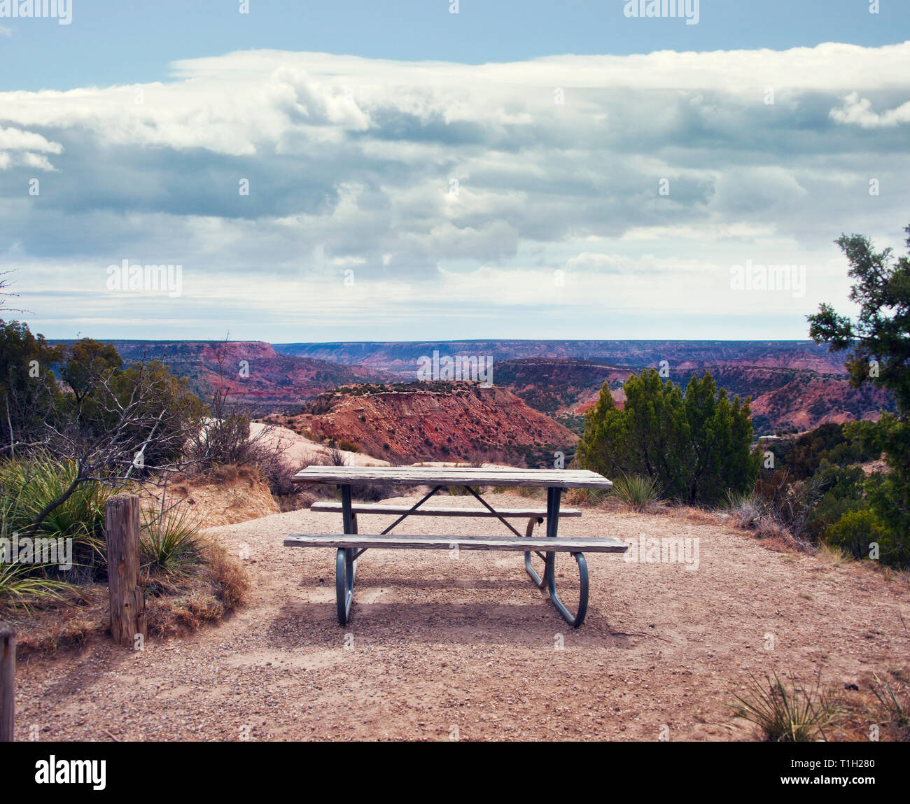 Palo Duro Canyon state park.Texas.Picnic table Stock Photo - Alamy