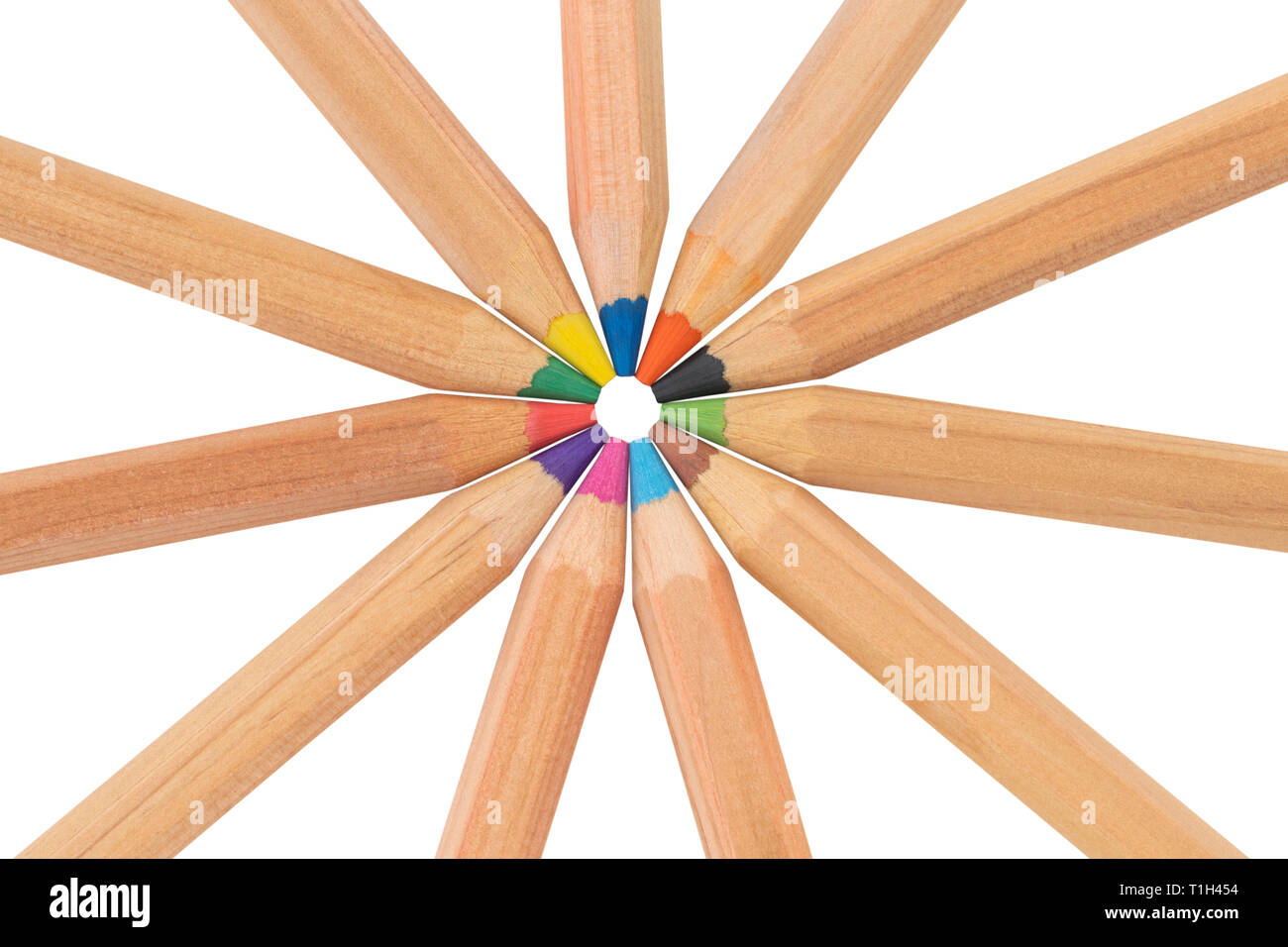 assorted color pencils, isolated on white background Stock Photo - Alamy