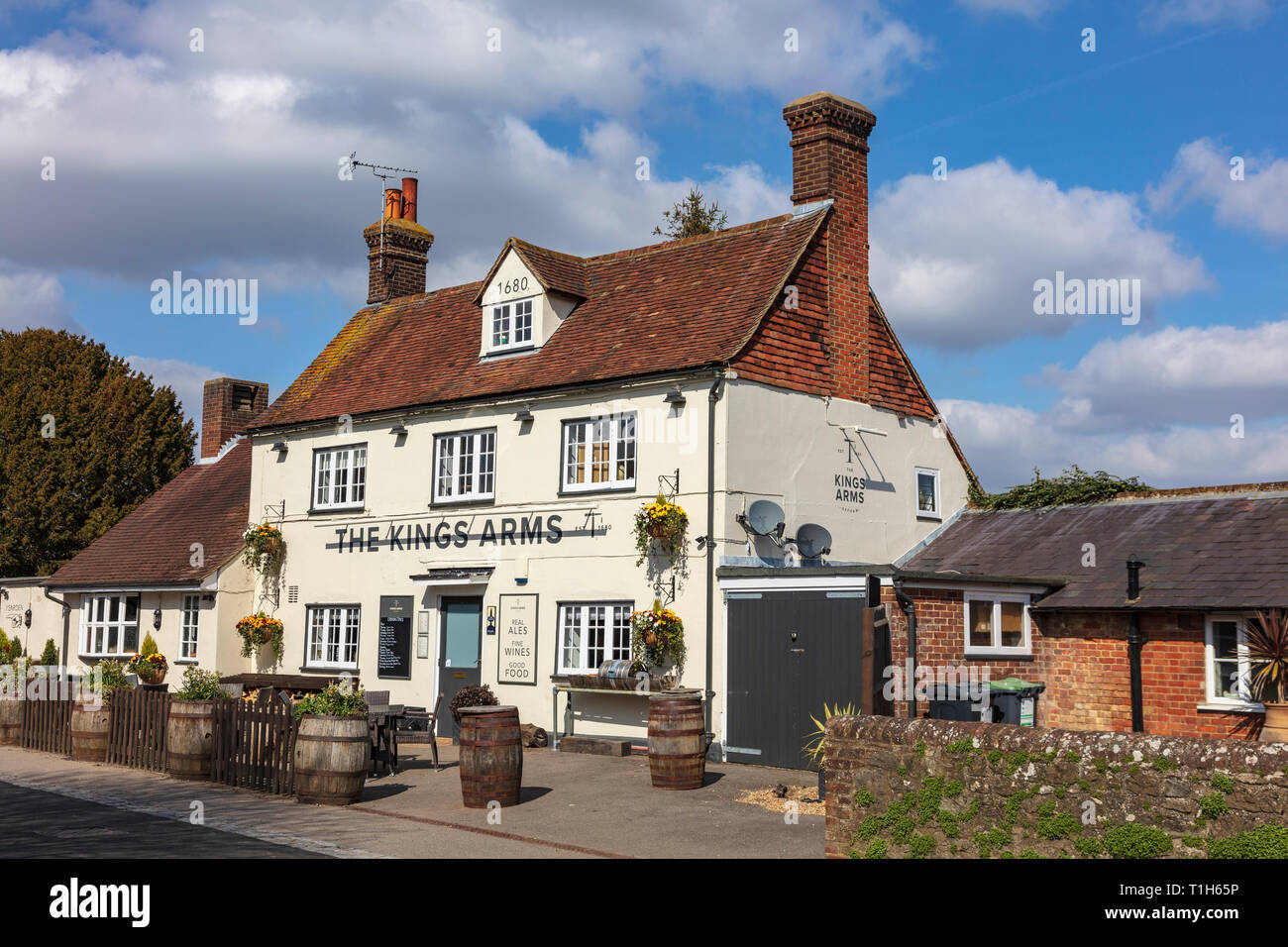 The Kings Arms a historic pub in the village of Offham in Kent, UK ...