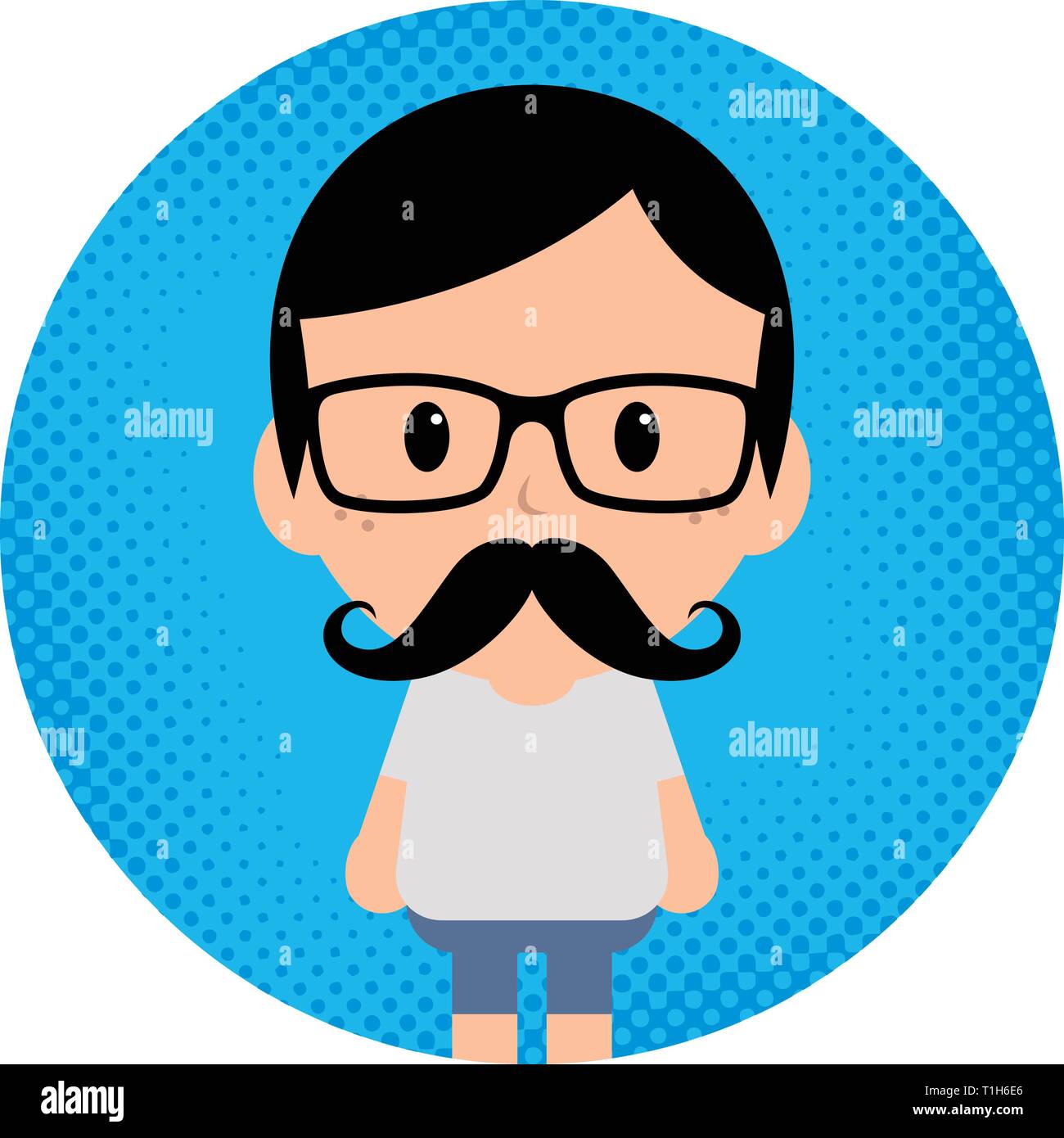 cartoon round avatar picture vector art illustration Stock Vector Image ...