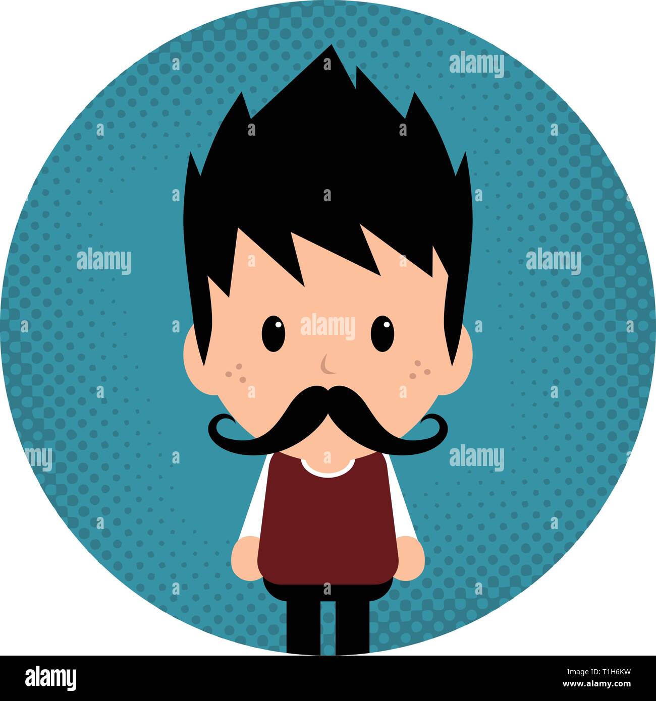 cartoon round avatar picture vector art illustration Stock Vector Image ...