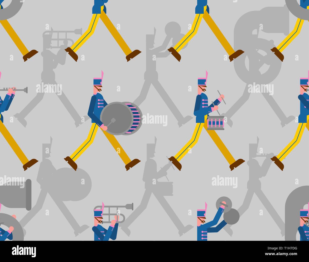 Military band pattern seamless. Soldiers with musical instruments ...