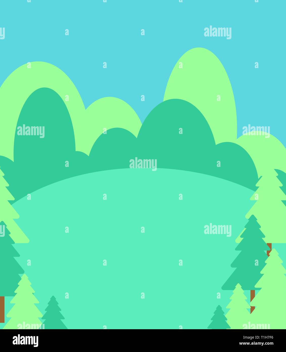 Summer forest landscape cartoon style. Forest lawn background Stock ...