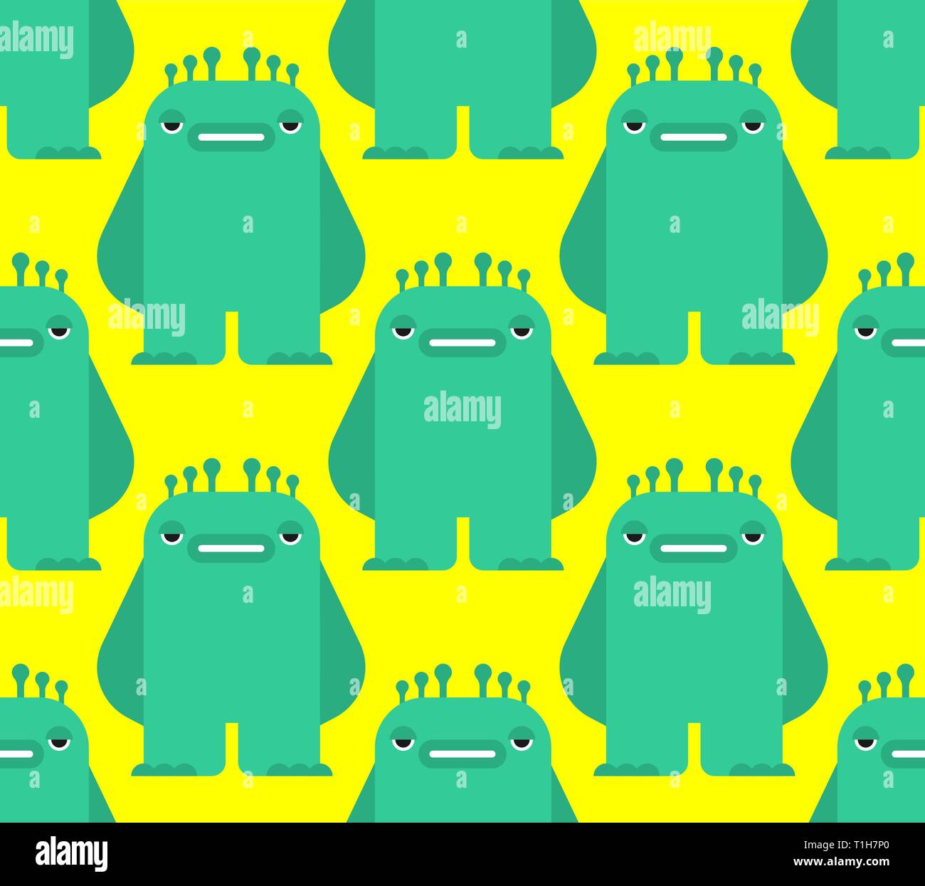 Cartoon monster pattern seamless. Green beast Vector background. Kids ...