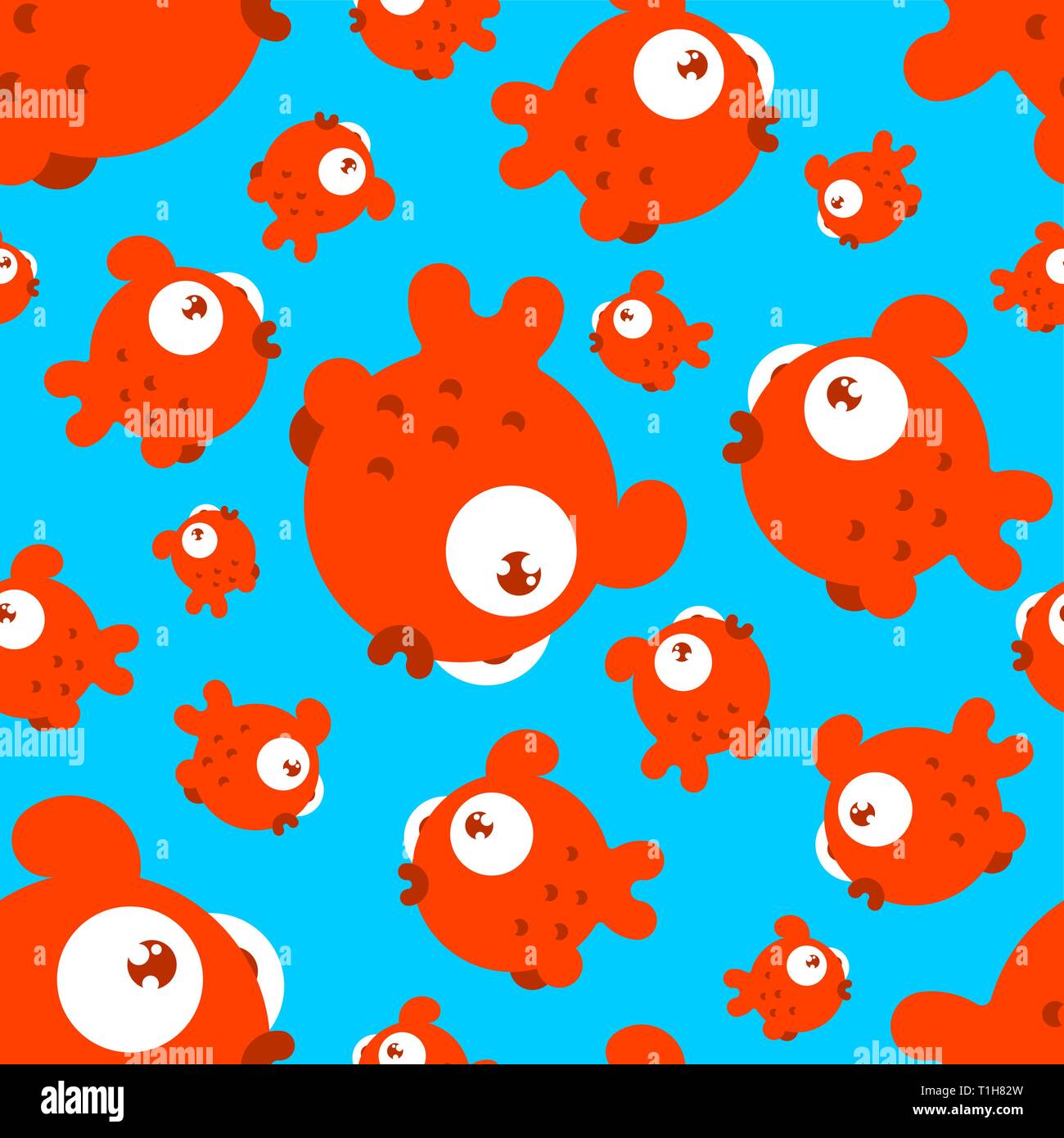 Fish pattern seamless cartoon style. Sea animal vector background ...