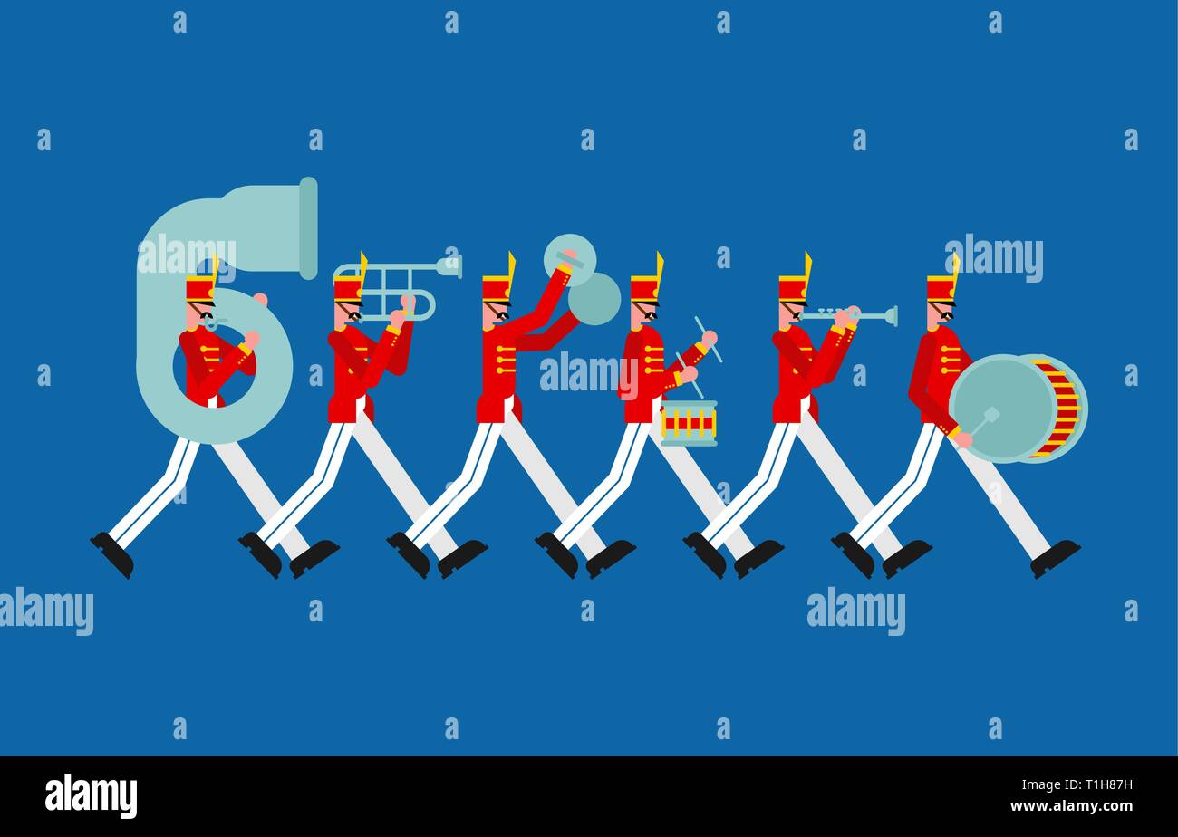 Military band. Soldiers with musical instruments. enlisted man and drum ...