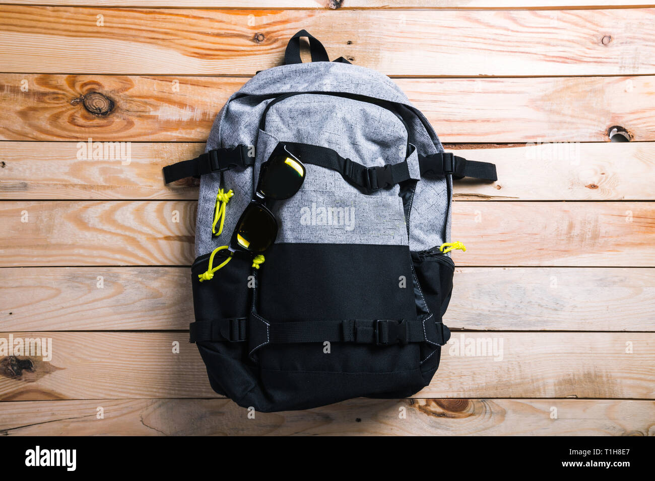 bag on wood background Stock Photo - Alamy