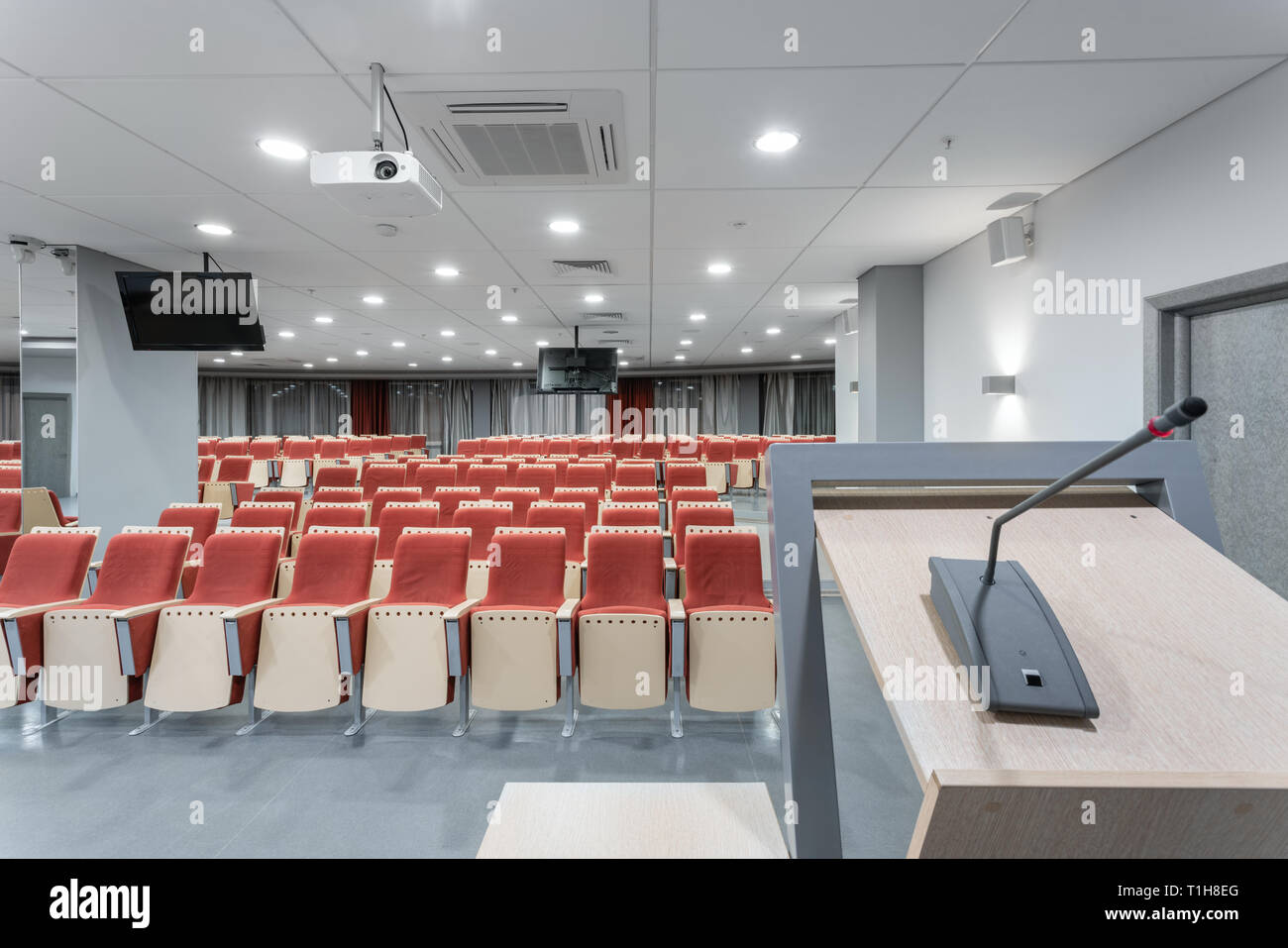 Big empty modern conference hall in luxury hotel. Audience for Speakers ...
