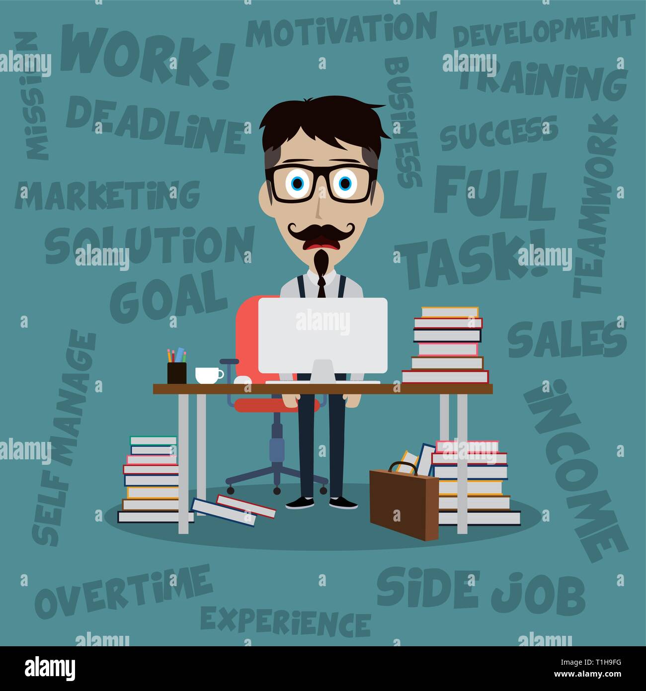 worker man stress from job cartoon vector art Stock Vector Image & Art ...