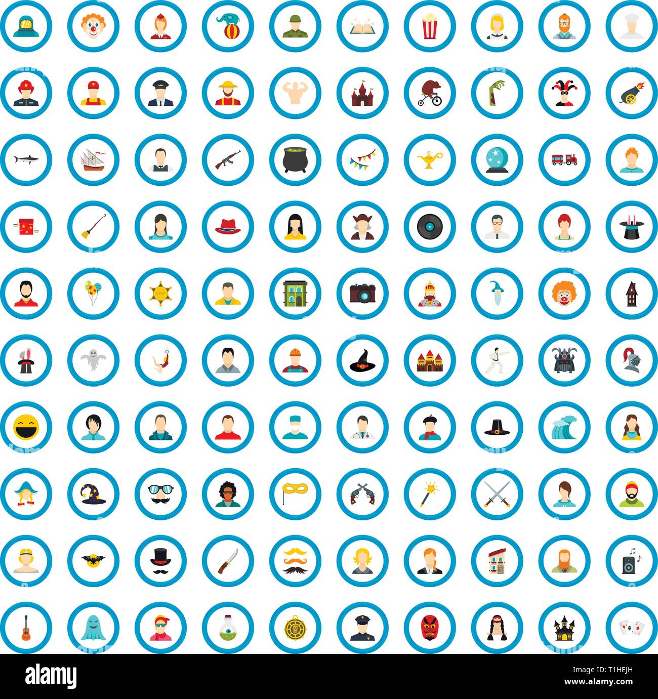 100 movie actor icons set, flat style Stock Vector Image & Art - Alamy