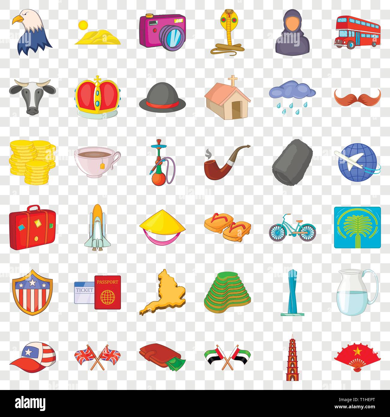 World tour icons set, cartoon style Stock Vector Image & Art - Alamy