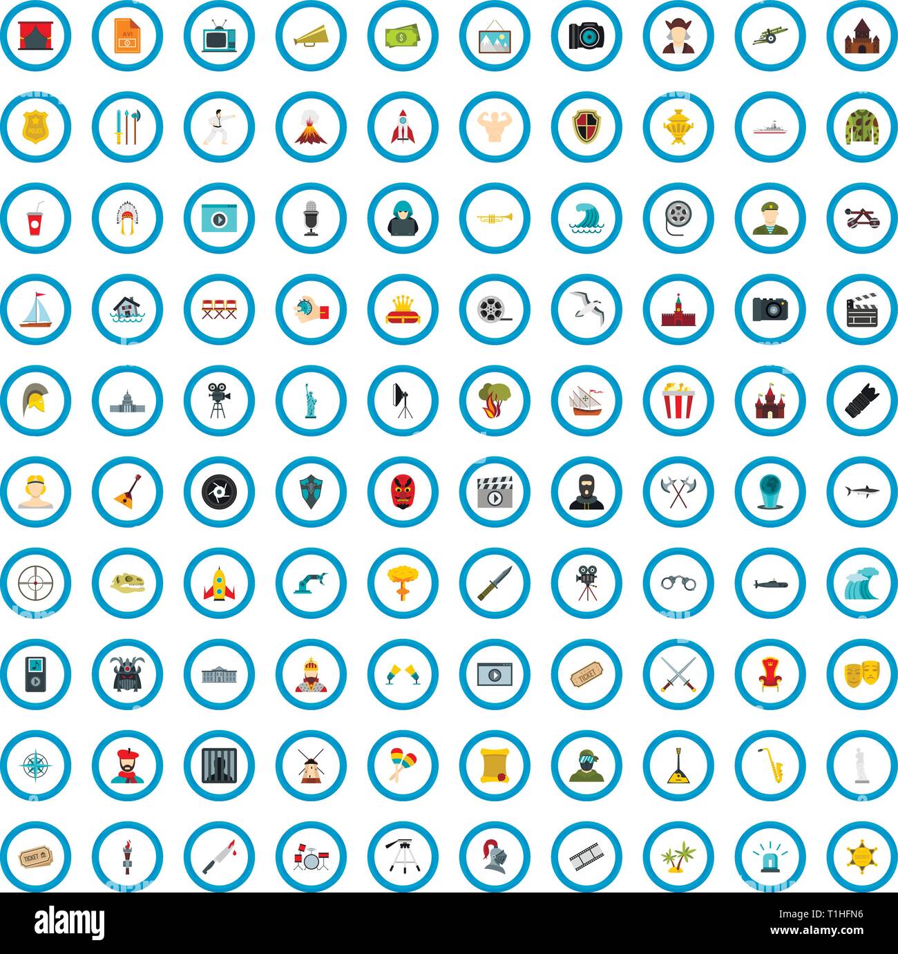 100 movie site icons set, flat style Stock Vector Image & Art - Alamy