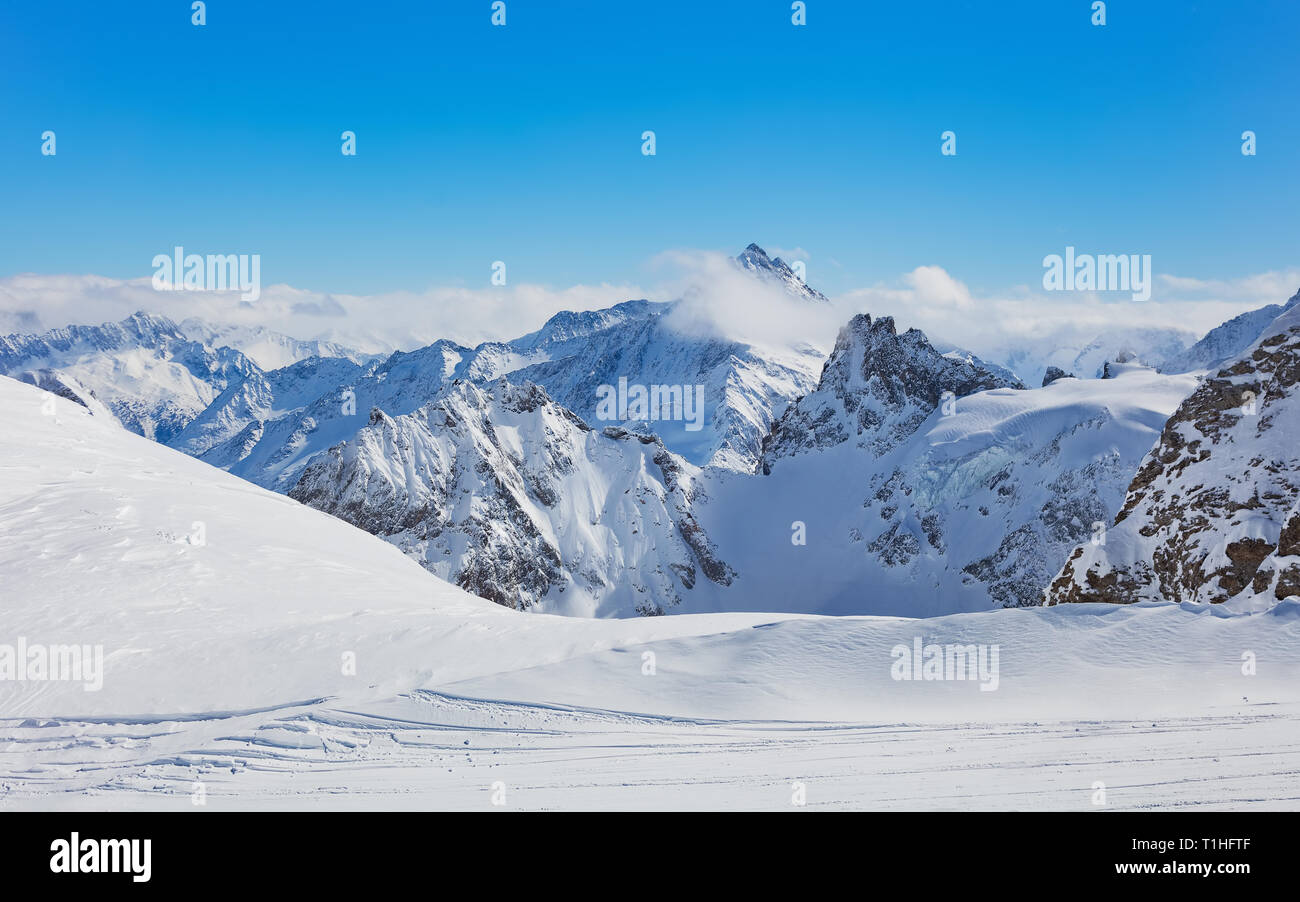 View from Mt. Titlis in Switzerland in winter Stock Photo - Alamy