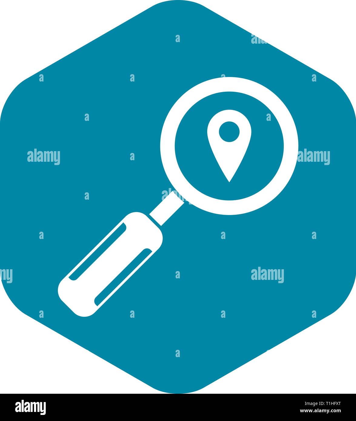 Magnifying glass and location icon, simple style Stock Vector Image ...