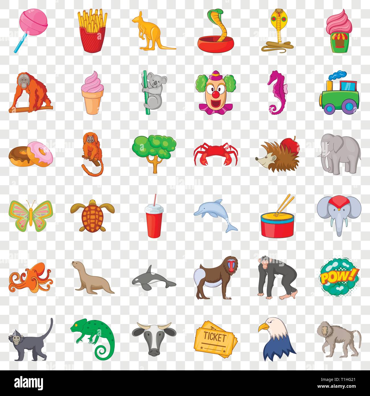 Zoo icons set, cartoon style Stock Vector Image & Art - Alamy