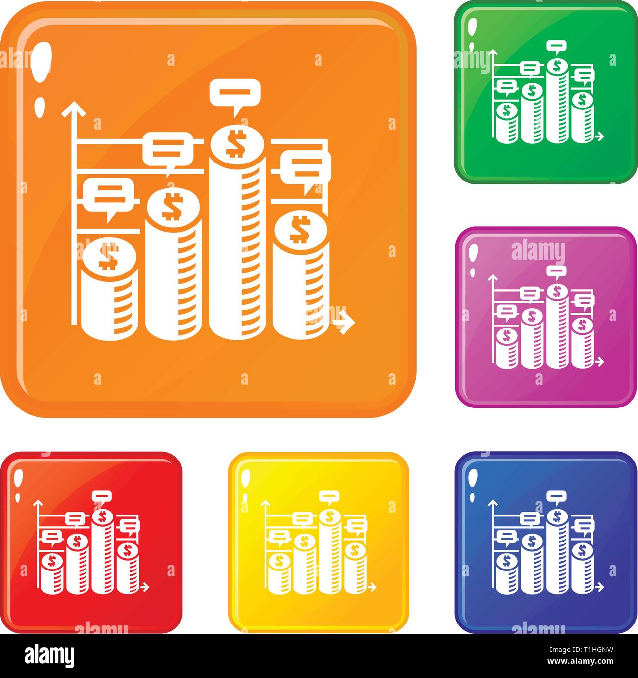 Coin stack icons set vector color Stock Vector Image & Art - Alamy