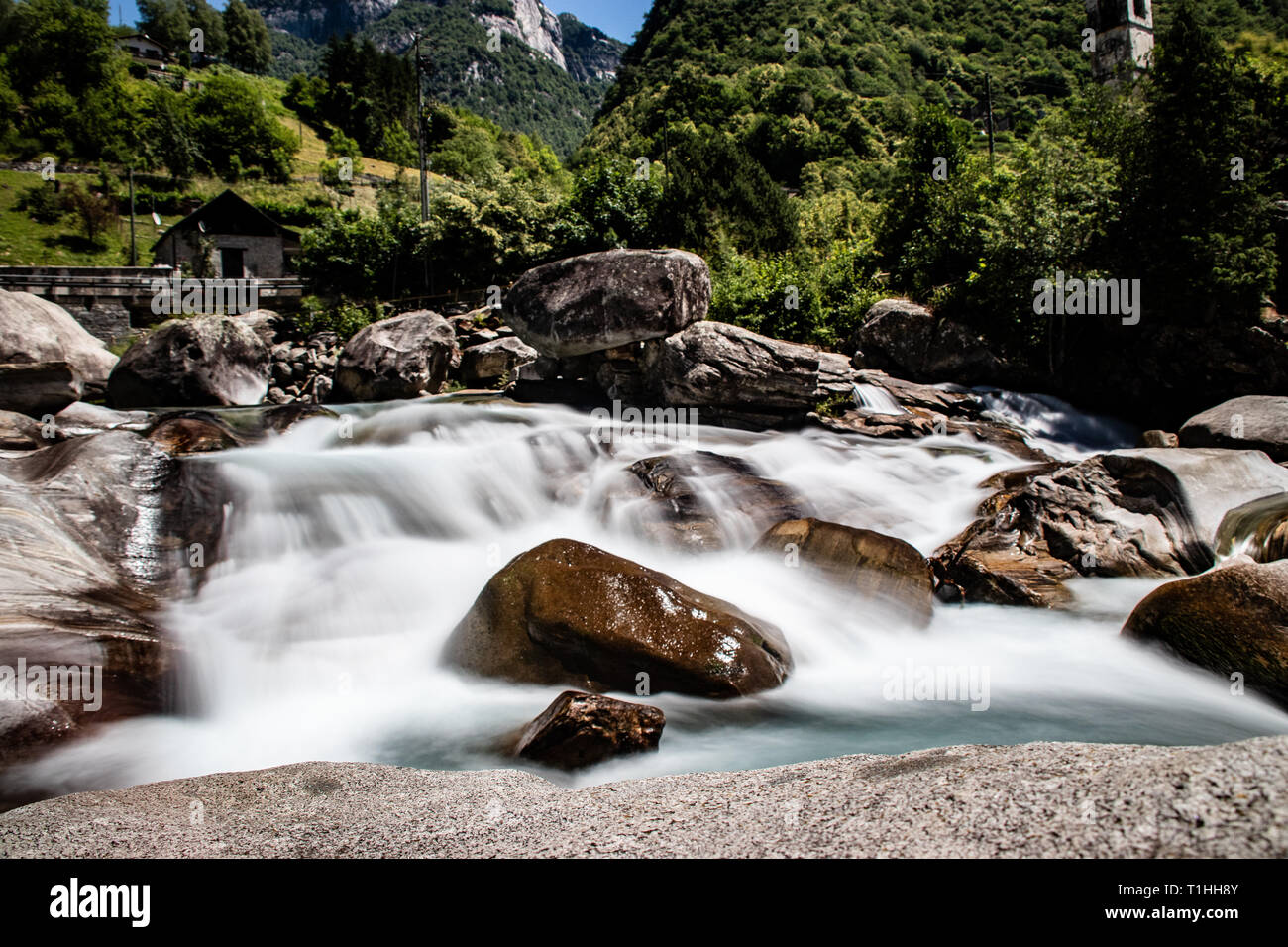 smooth waterfall by long exposure time Stock Photo - Alamy