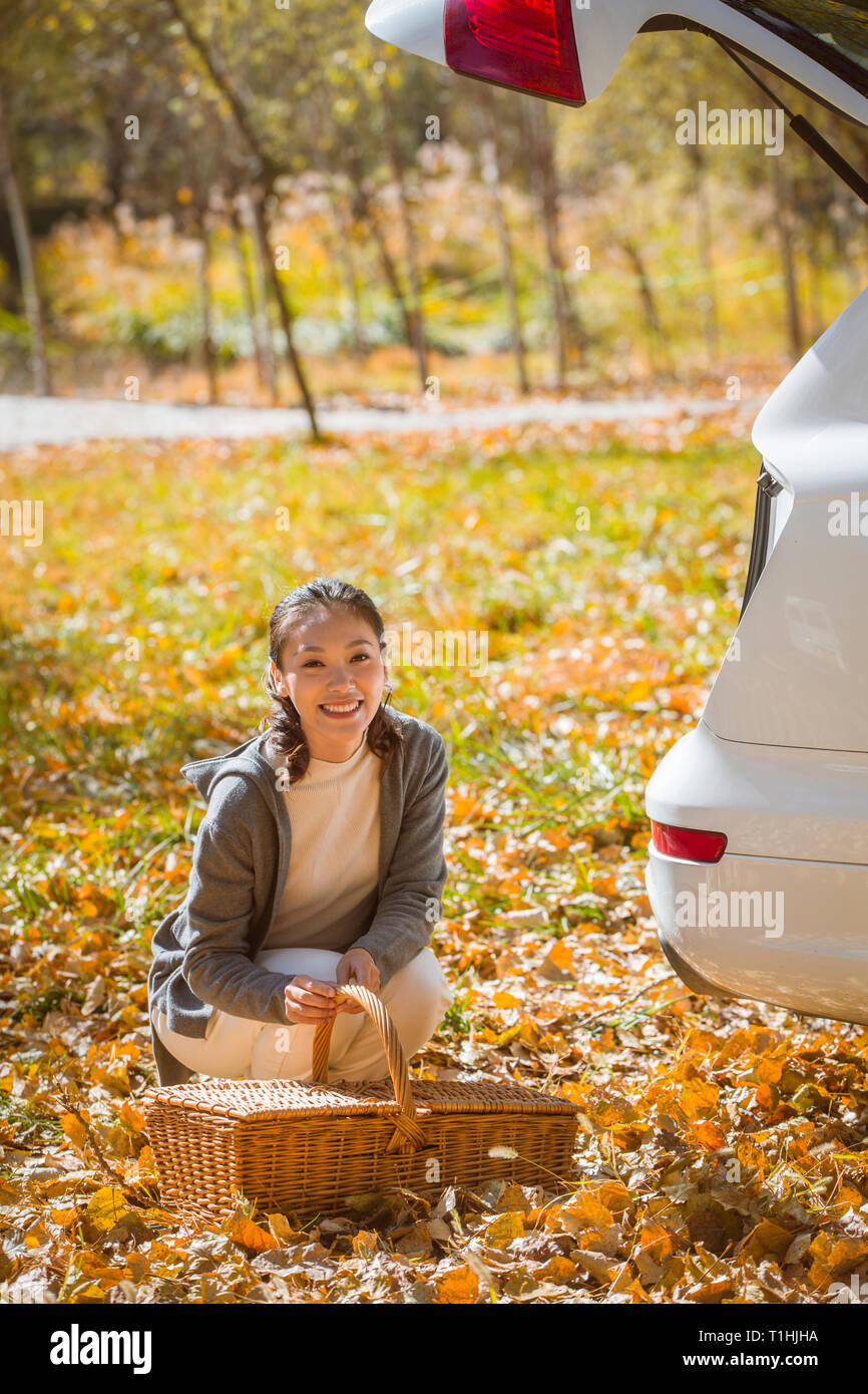 Young woman outdoor outing Stock Photo - Alamy