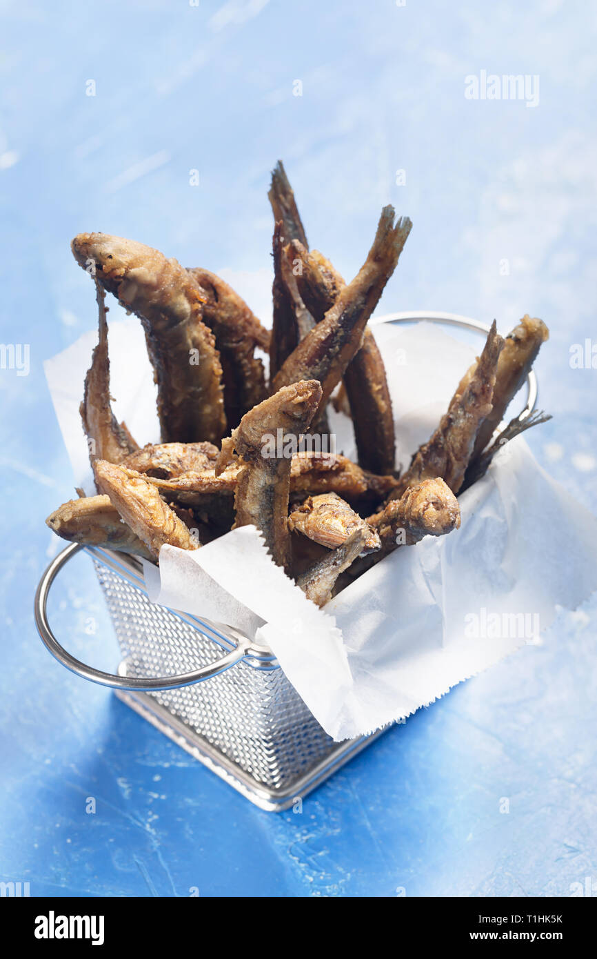 Seafood. Small sea fish, anchovies, sardines. Deep fried food nice to ...