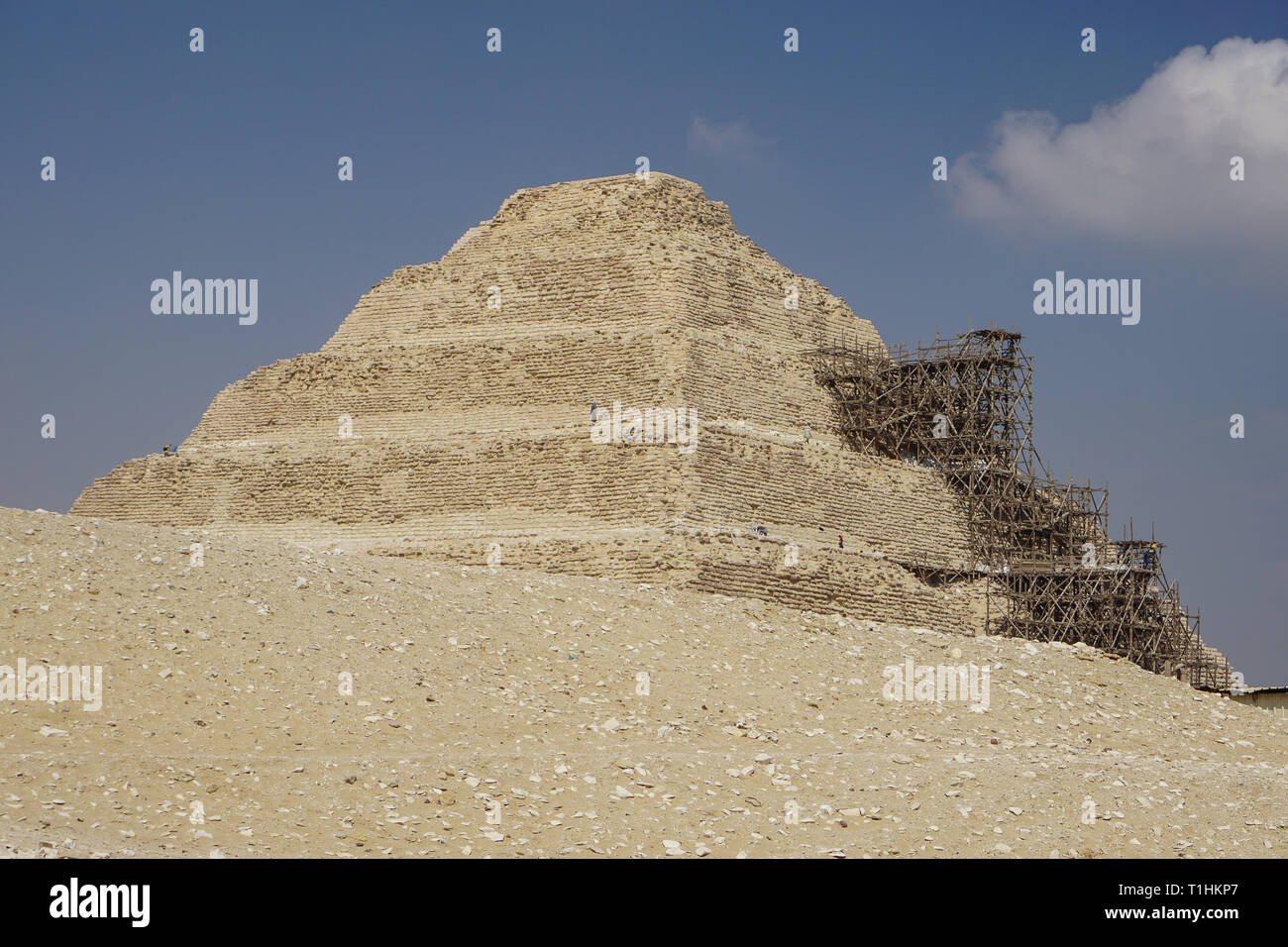 Saqqara, Egypt: The step pyramid of Djoser, undergoing restoration ...
