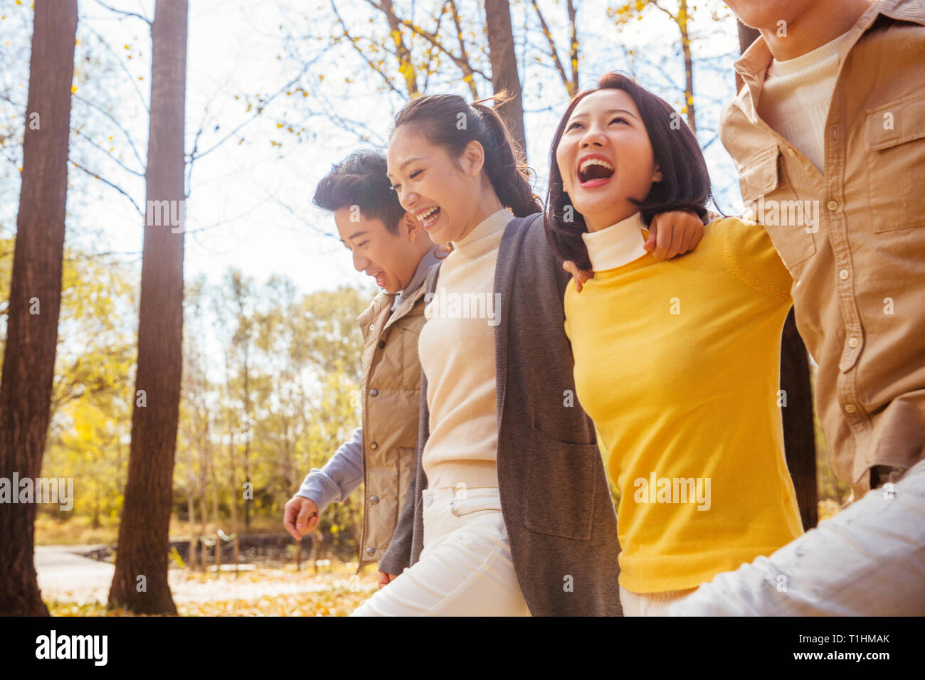 Young men and women in the outdoor outing Stock Photo - Alamy