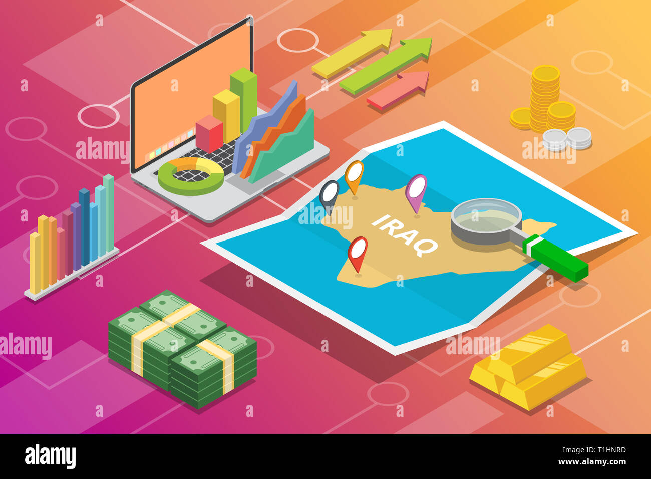 iraq business economy growth country with map and finance condition ...