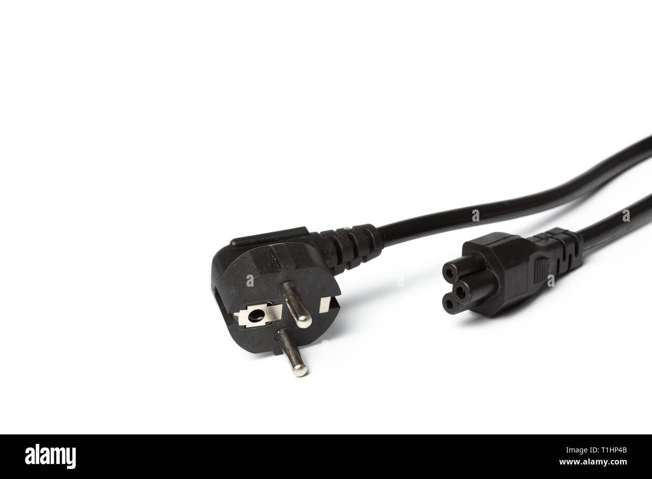 Black power cable with plug and socket isolated on white Stock Photo ...