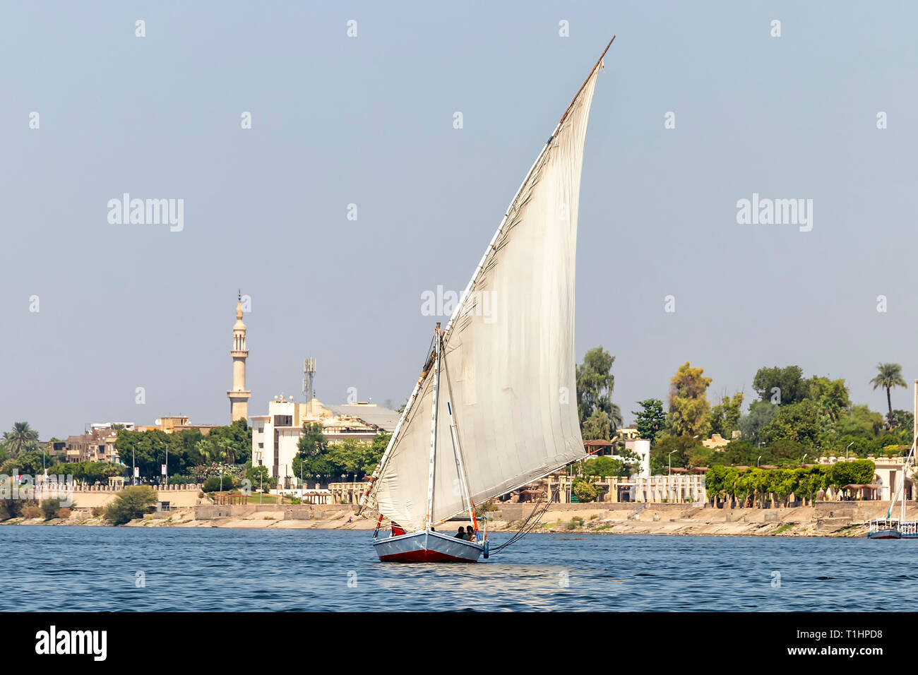 Faluca boat sailing in Nile river Stock Photo - Alamy