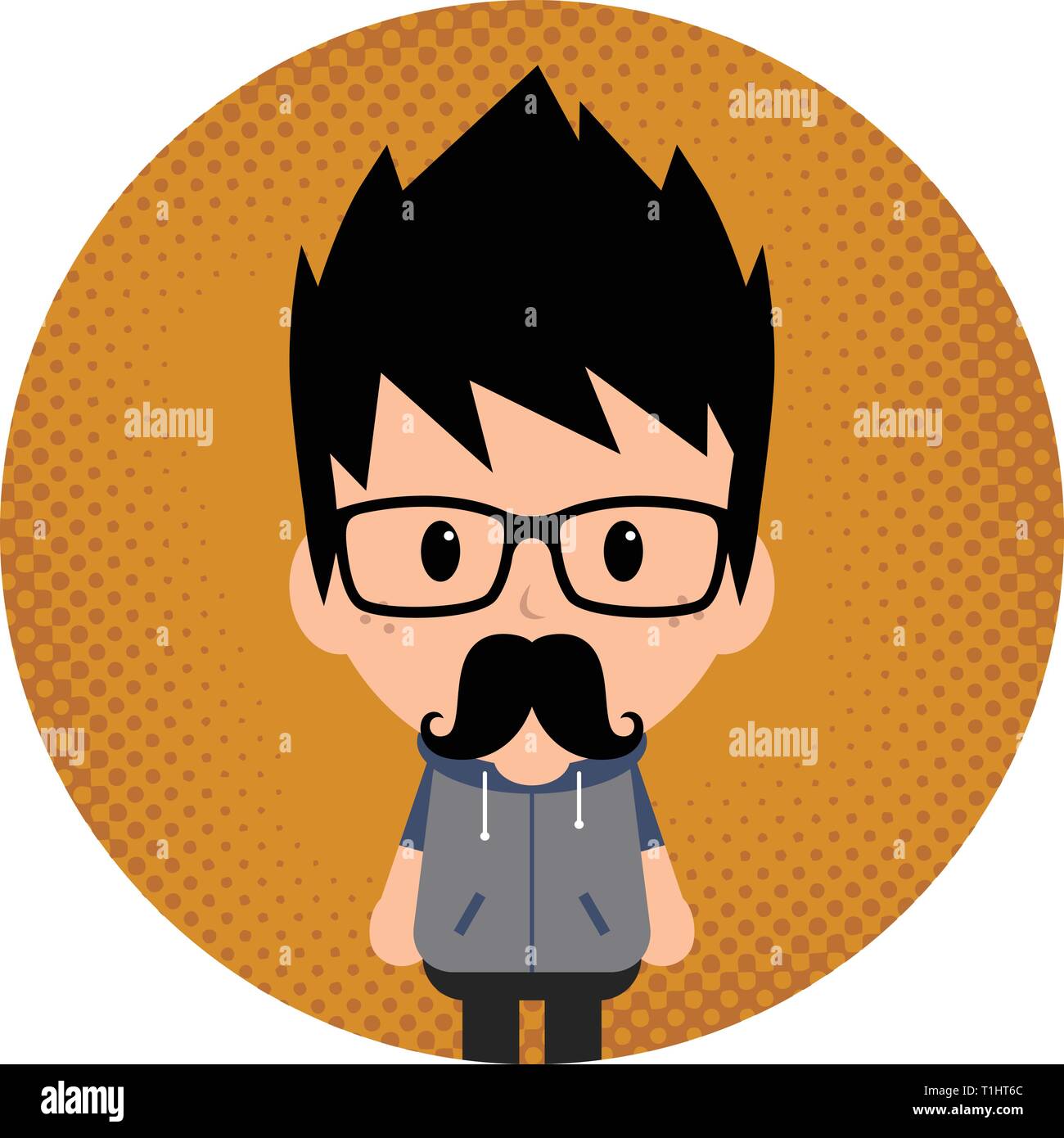 cartoon round avatar picture vector art illustration Stock Vector Image ...