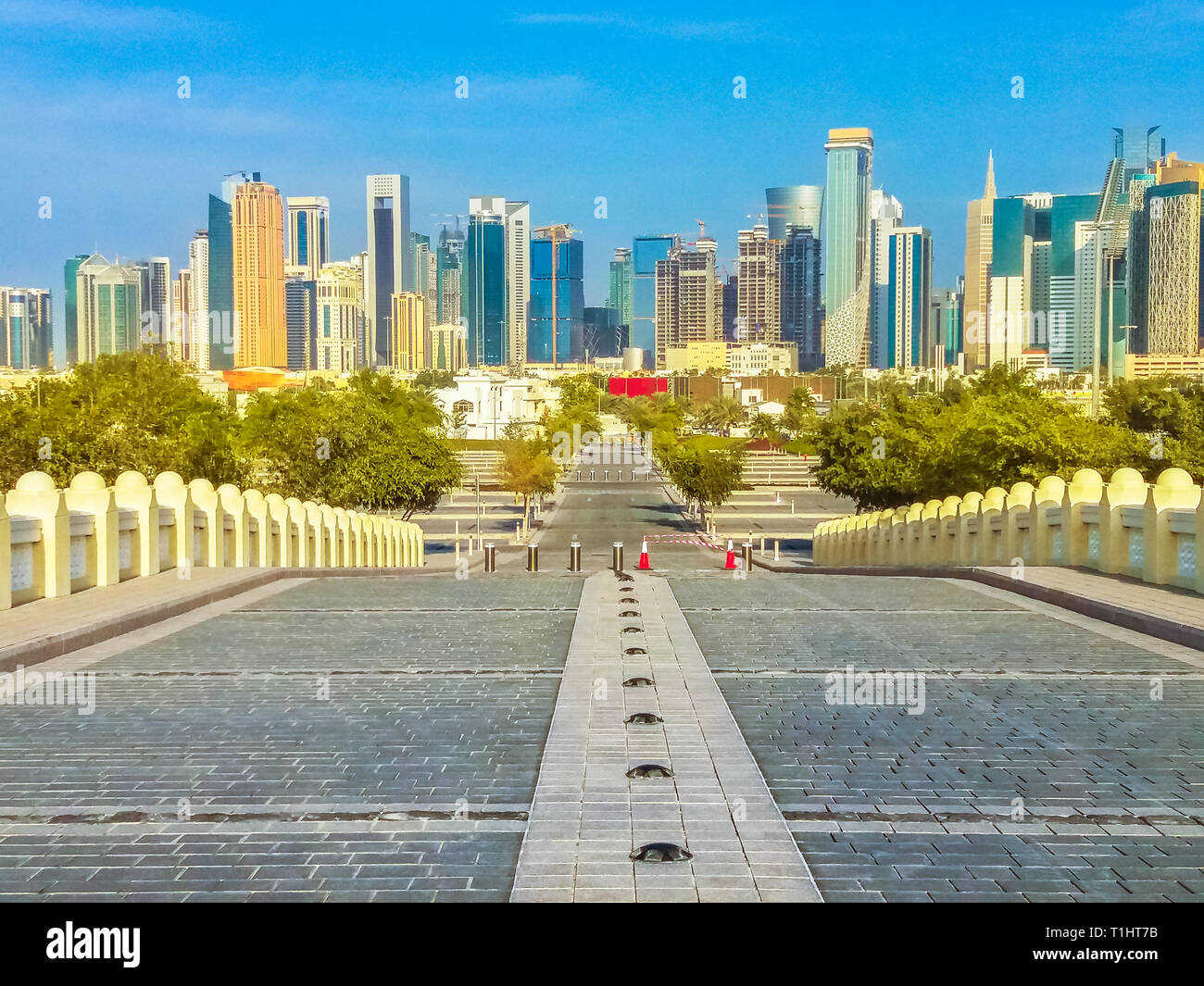 Modern skyscrapers of Doha West Bay skyline view from State Grand ...