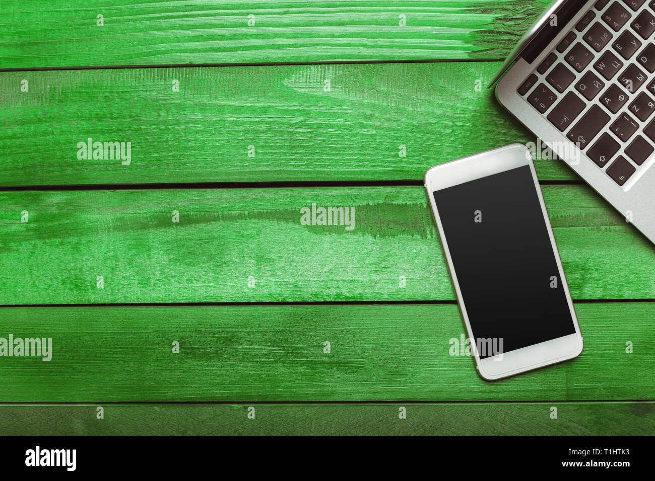 Office table with smartphone on it. View from above Stock Photo - Alamy