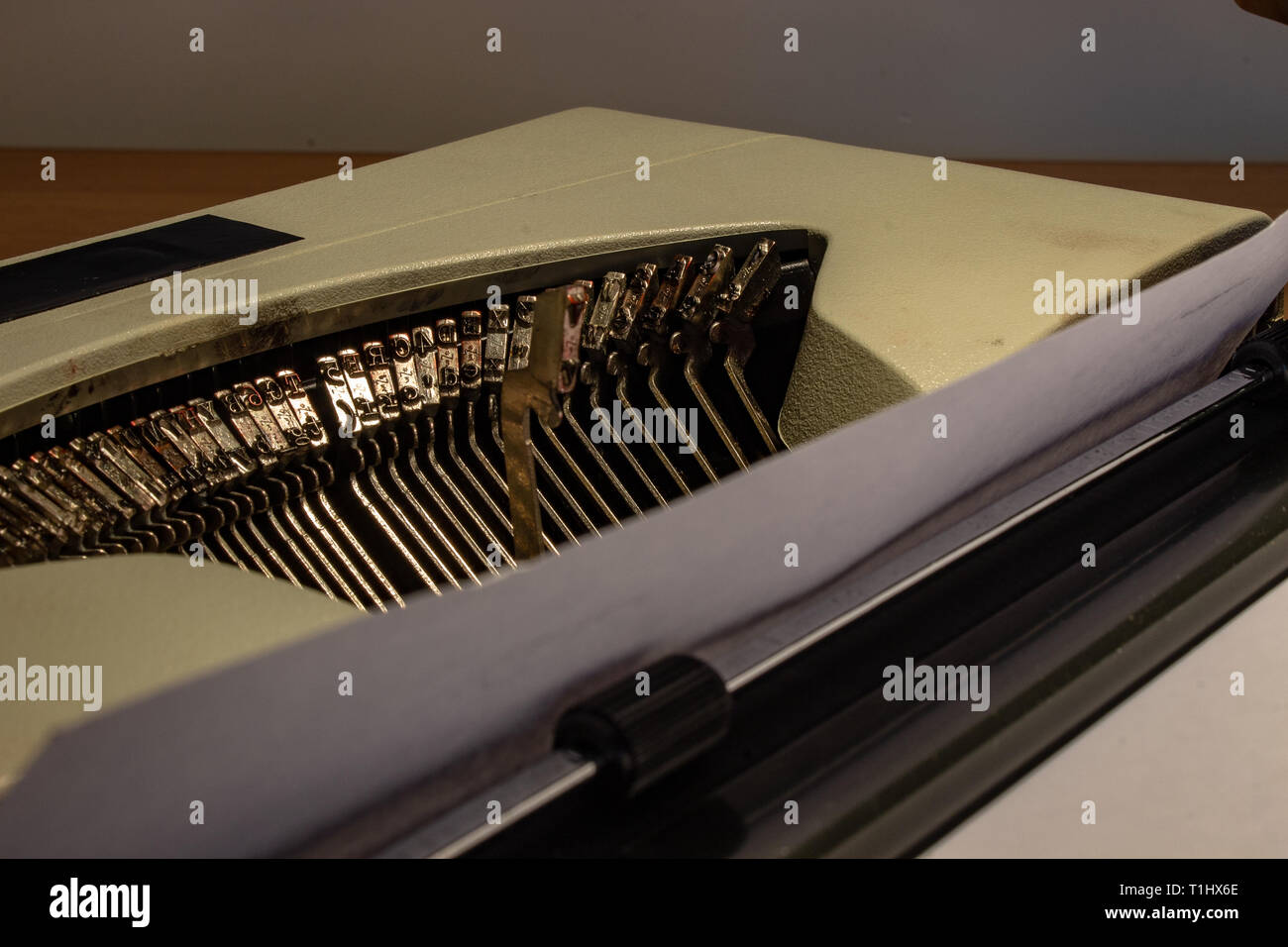 An old typewriter. Press a key and see a small arm with the letter of ...