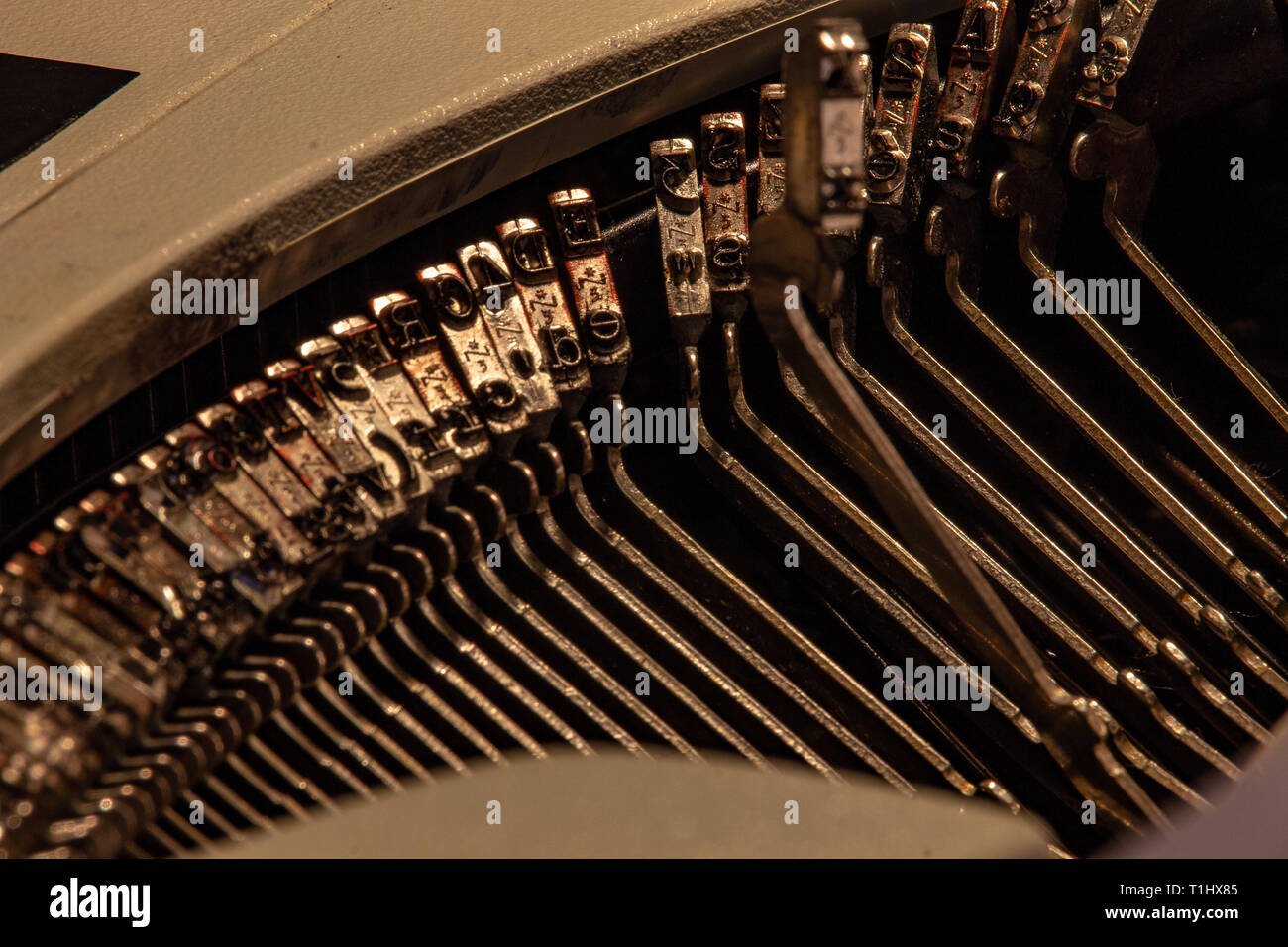 An old typewriter. Press a key and see a small arm with the letter of ...