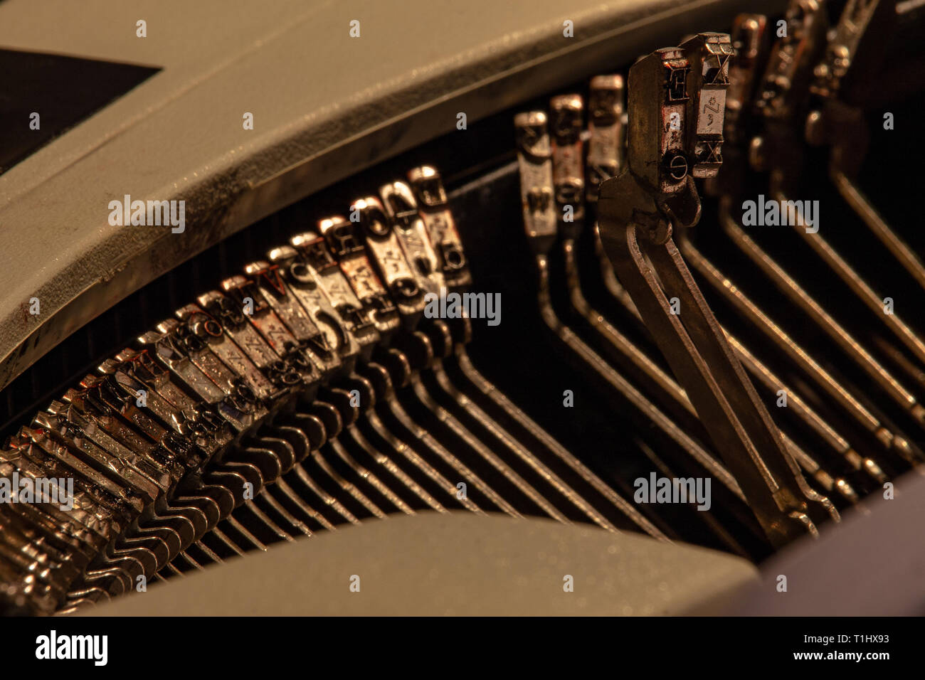 An old typewriter. Press a key and see a small arm with the letter of ...