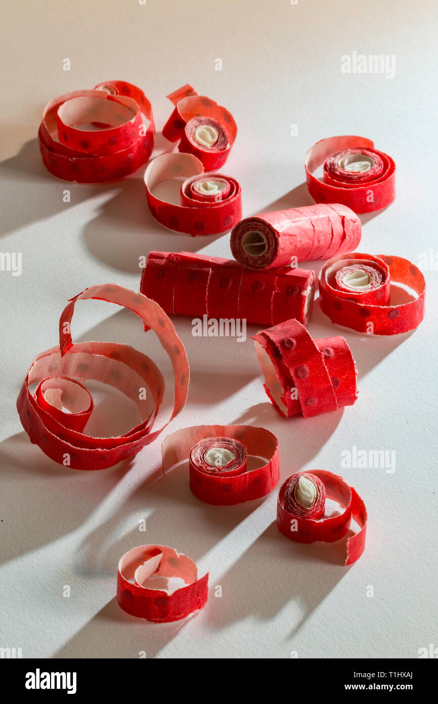 Still Life of toy gun cap rolls, USA Stock Photo - Alamy