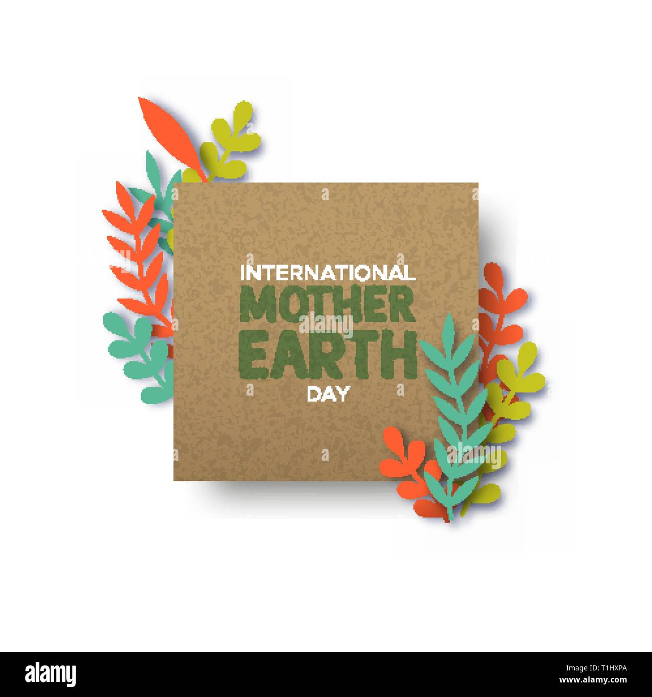International Mother Earth Day illustration. Recycled paper frame on ...