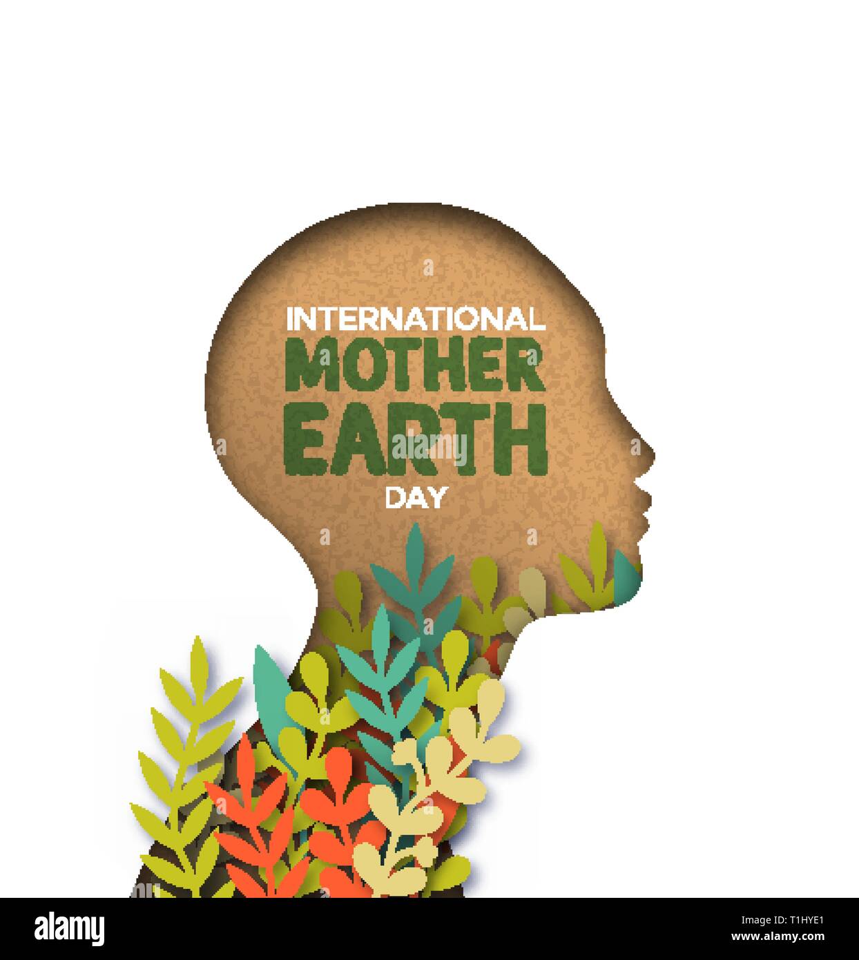 International Mother Earth Day poster illustration of papercut woman ...