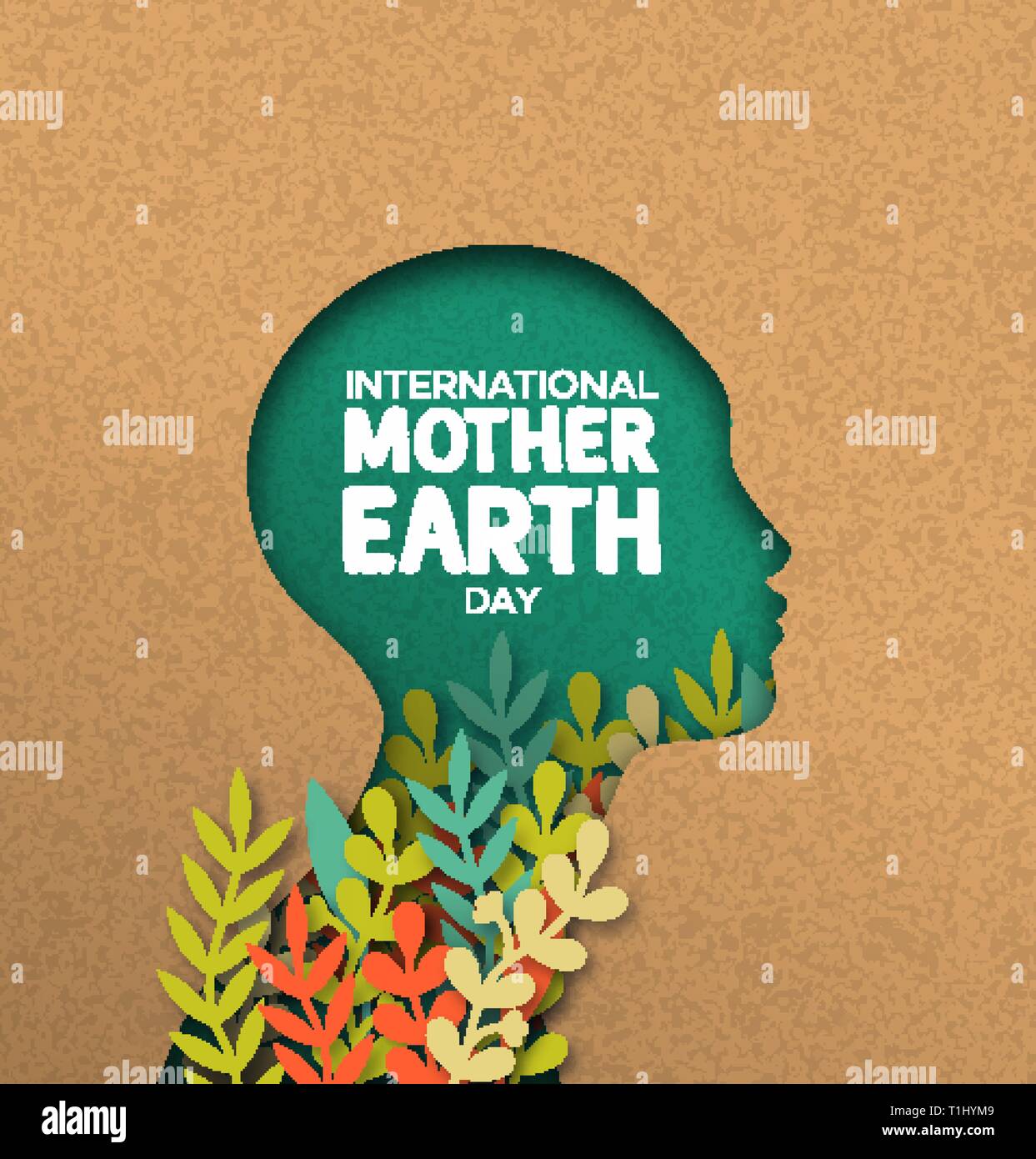International Mother Earth Day poster illustration of papercut woman ...