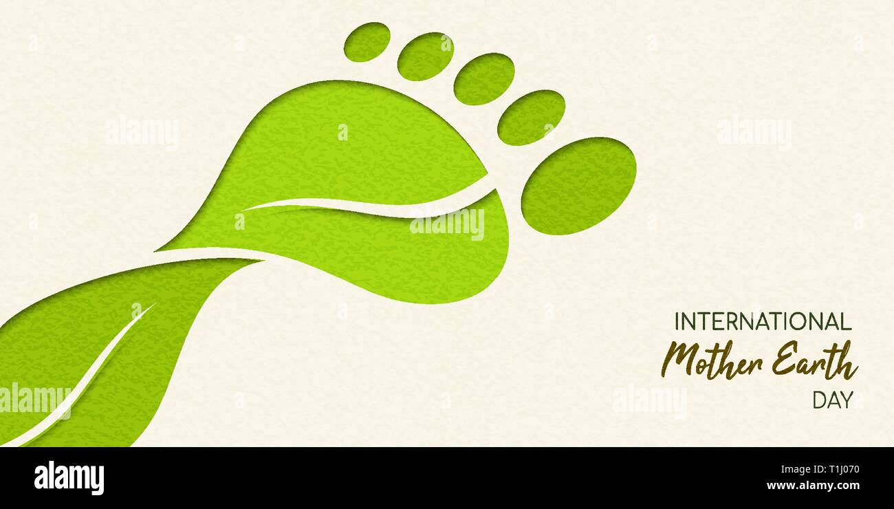 International Earth Day illustration of carbon footprint concept. Green ...
