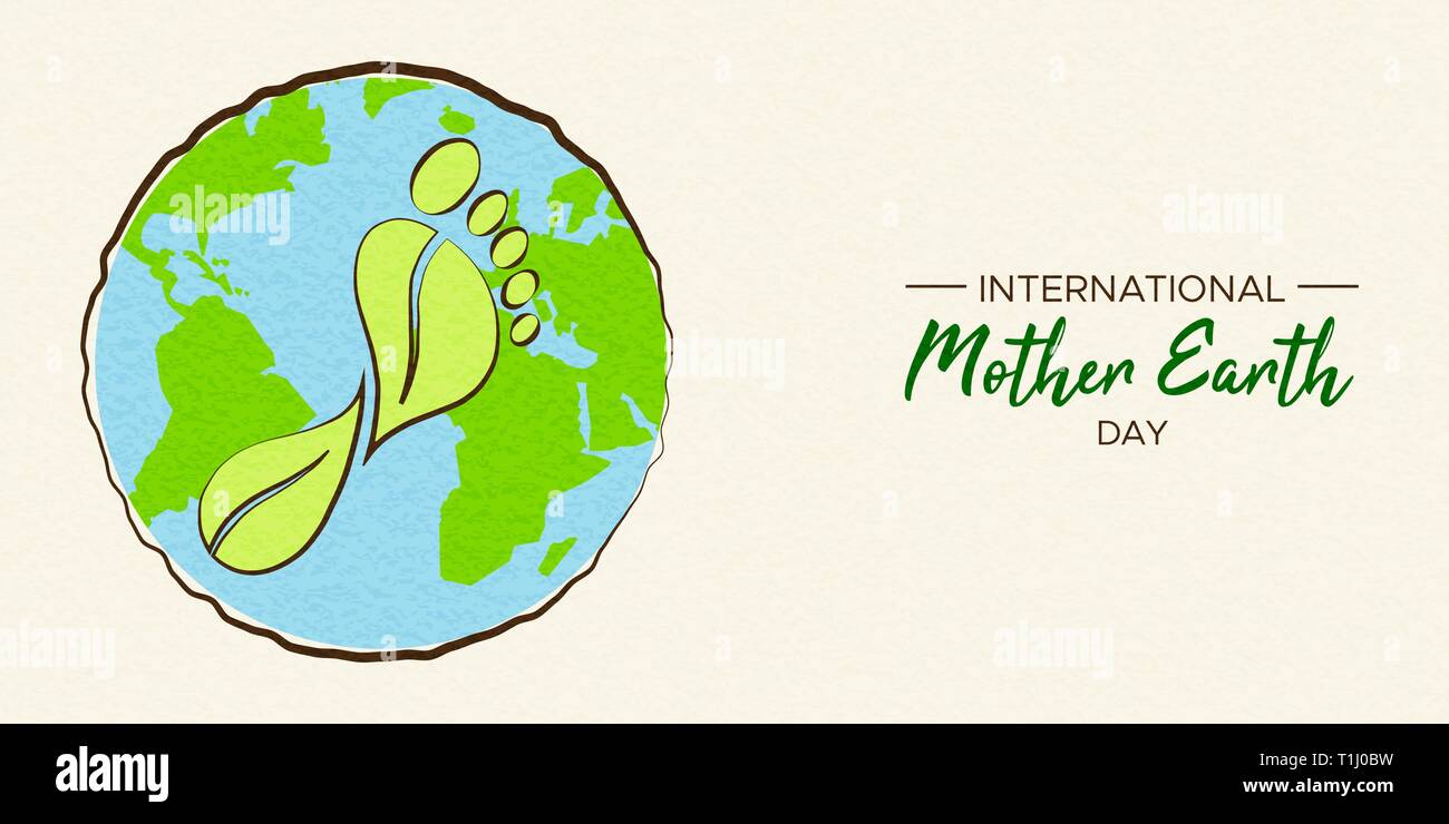 International Earth Day illustration of carbon footprint concept. Green ...