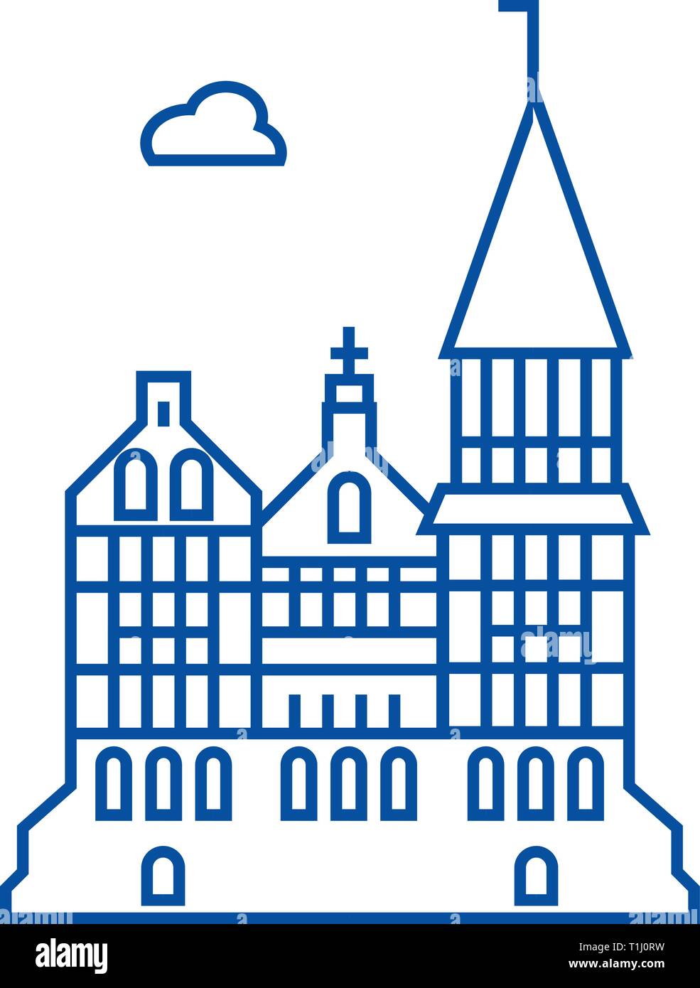 Cathedral, gothic church line icon concept. Cathedral, gothic church ...