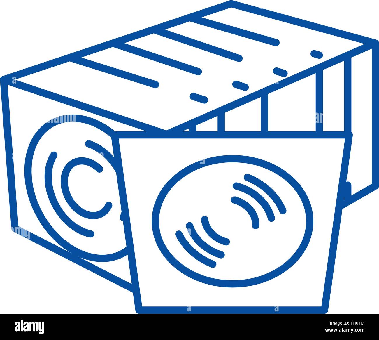 Cd disc collection,vinyl line icon concept. Cd disc collection,vinyl ...