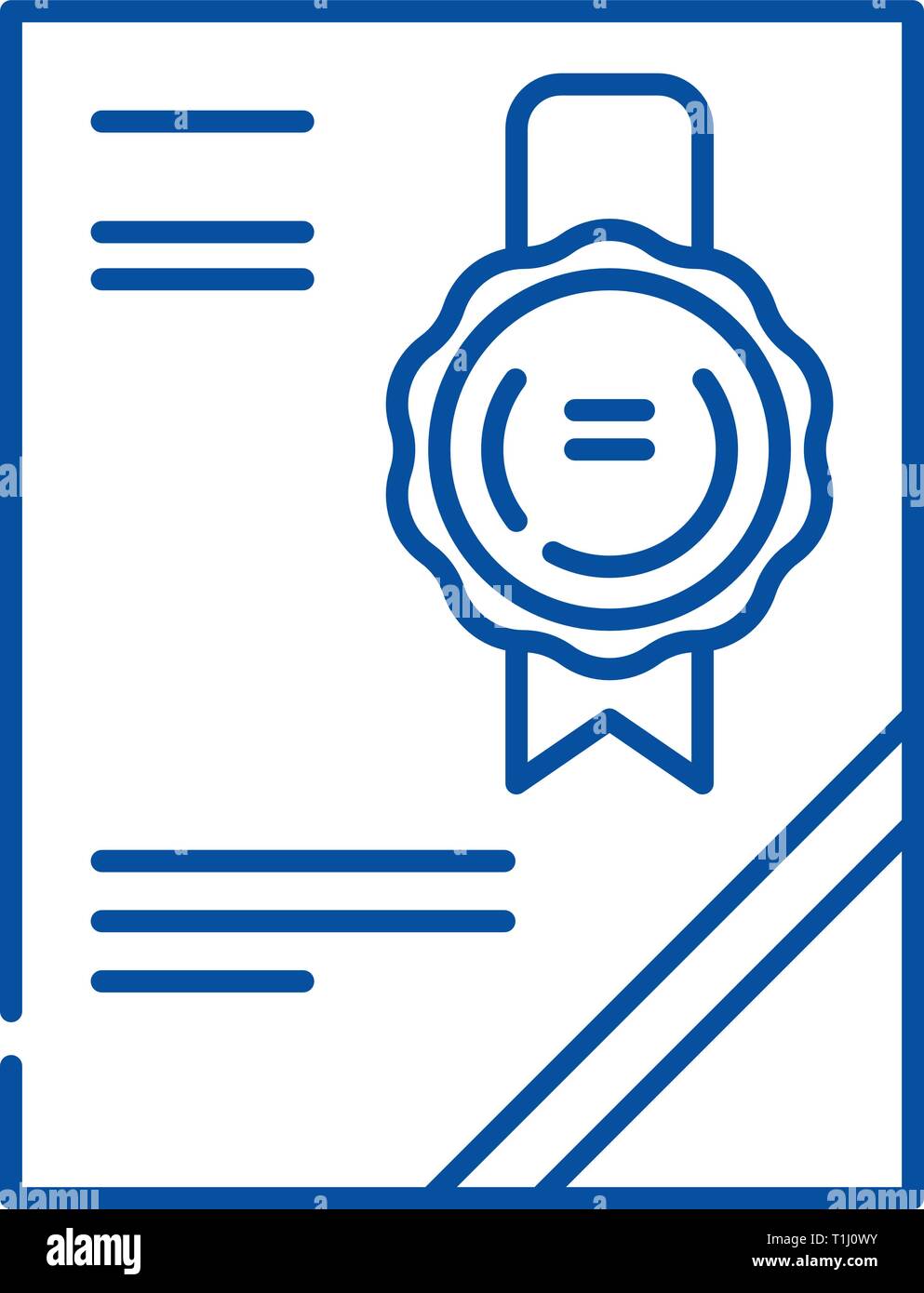 Cerificate line icon concept. Cerificate flat vector symbol, sign ...