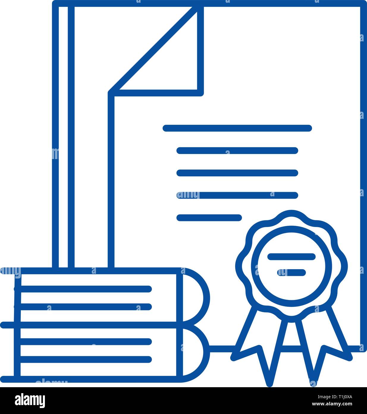 Certification line icon concept. Certification flat vector symbol, sign ...