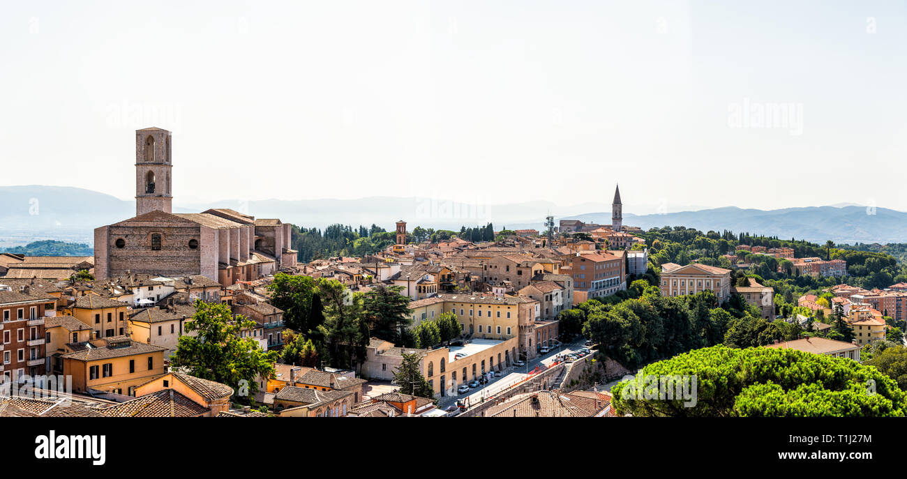 Perugia panorama in Umbria, Italy cityscape view of Church of San ...