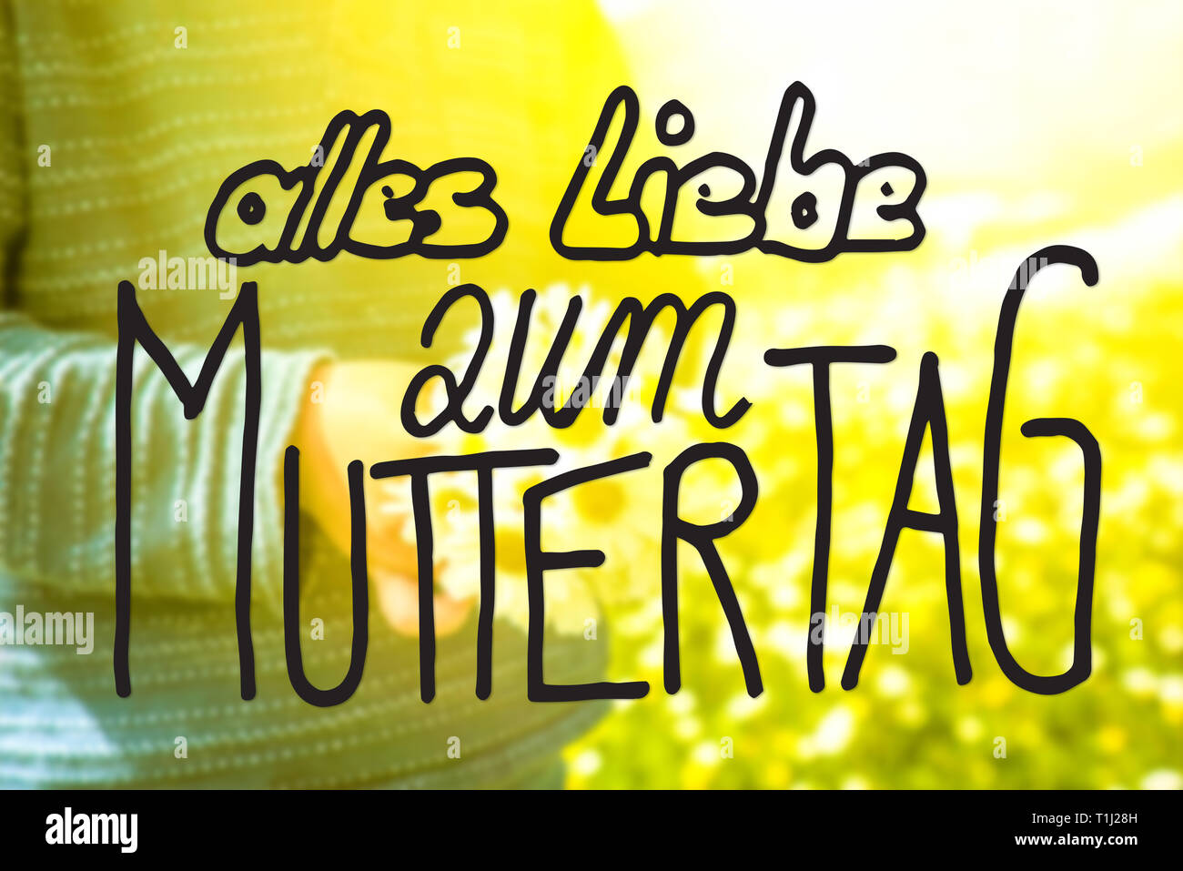 Child, Bouquet Of Daisy Flower, Calligraphy Muttertag Means Happy ...