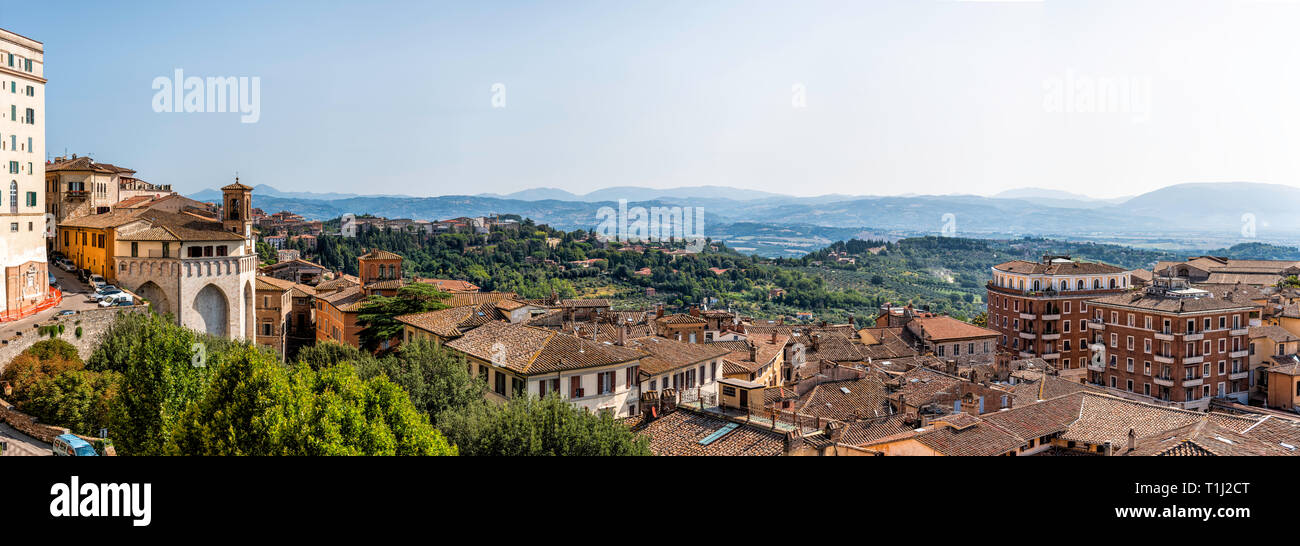 Perugia aerial cityscape panorama in Umbria, Italy skyline view of ...