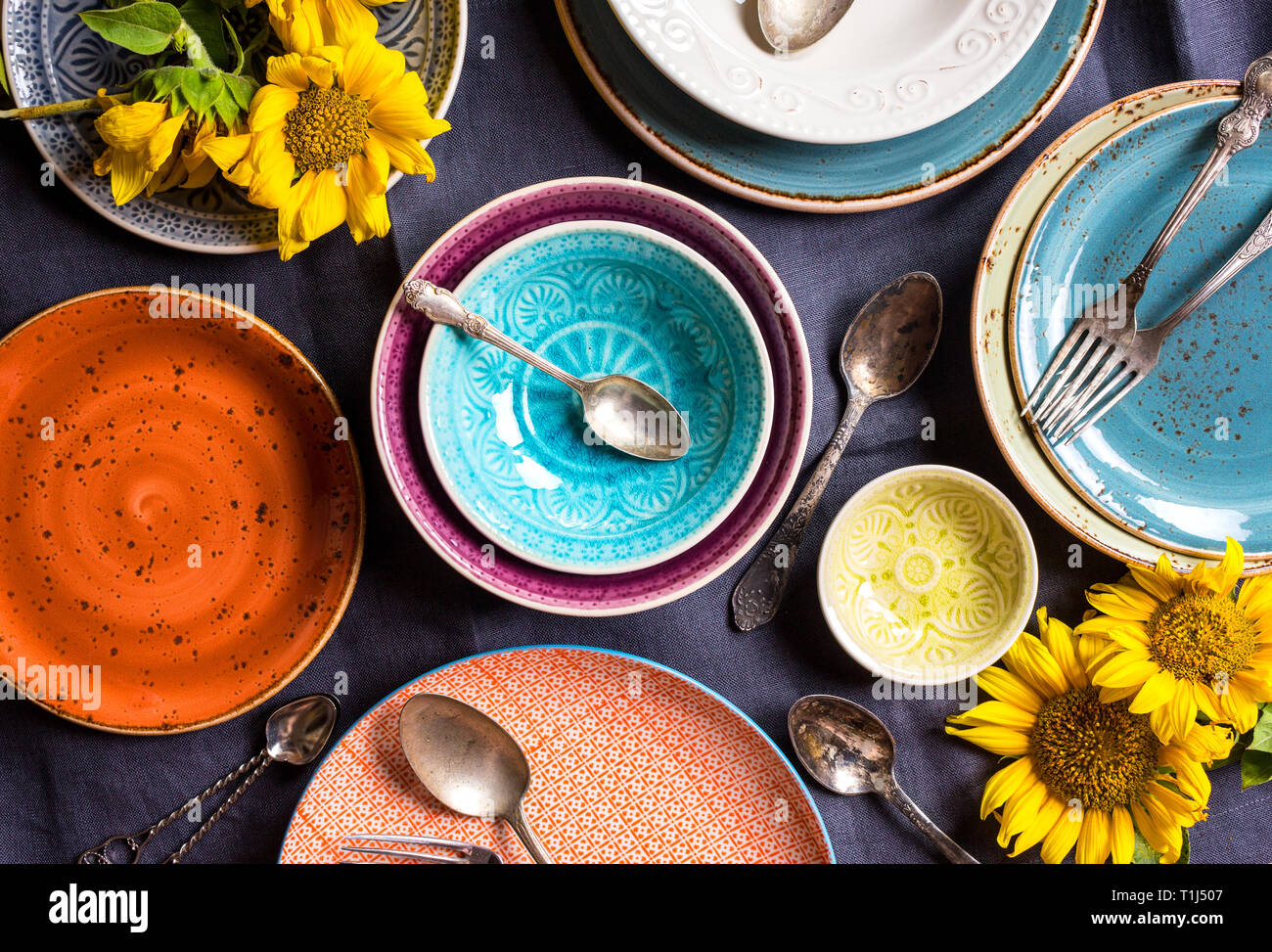 Different empty plates Stock Photo - Alamy