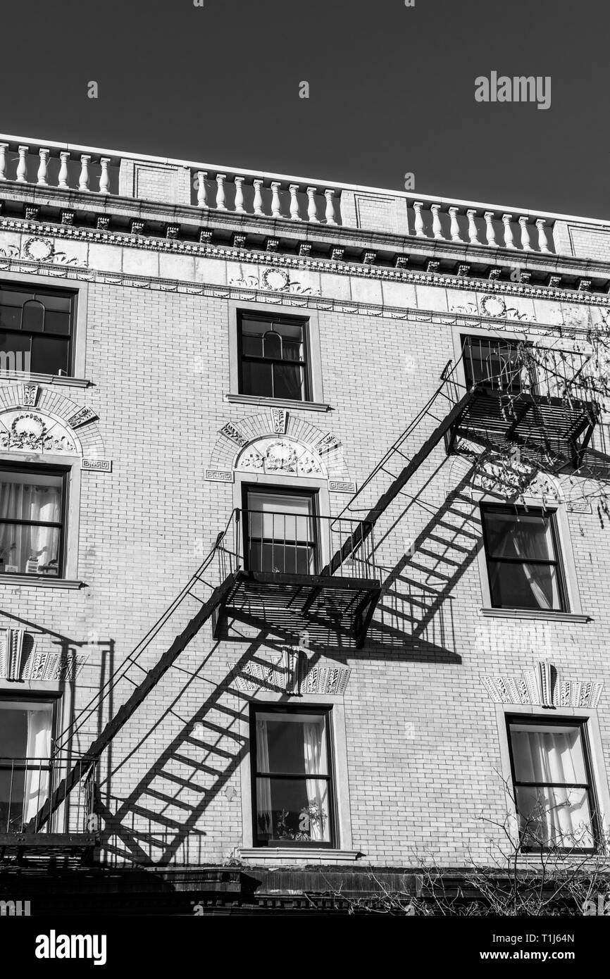 Exterior of a renovated Harlem building on a bright and sunny summer ...
