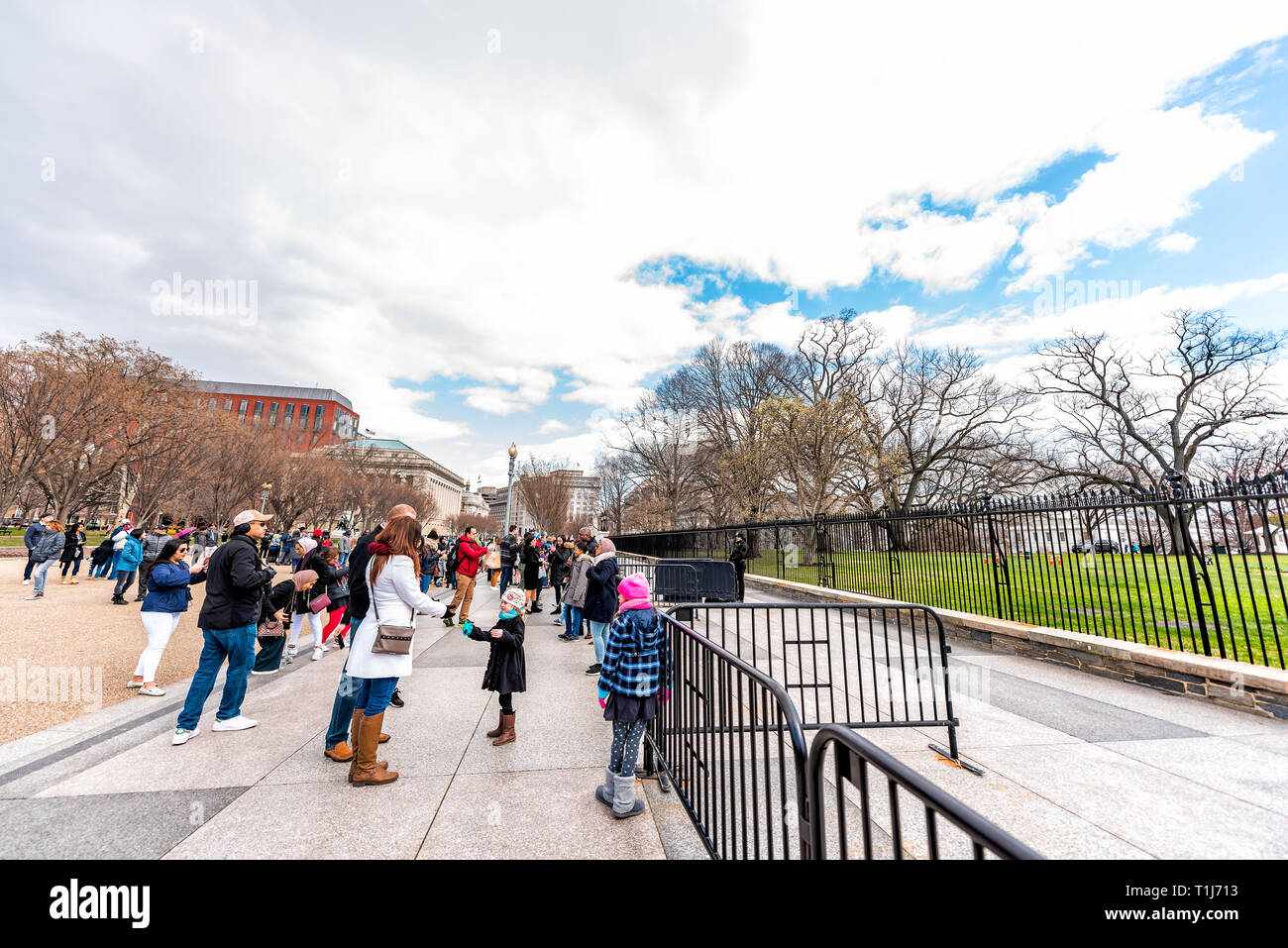 Washington DC, USA - March 9, 2018: Crowd of many people at White House ...